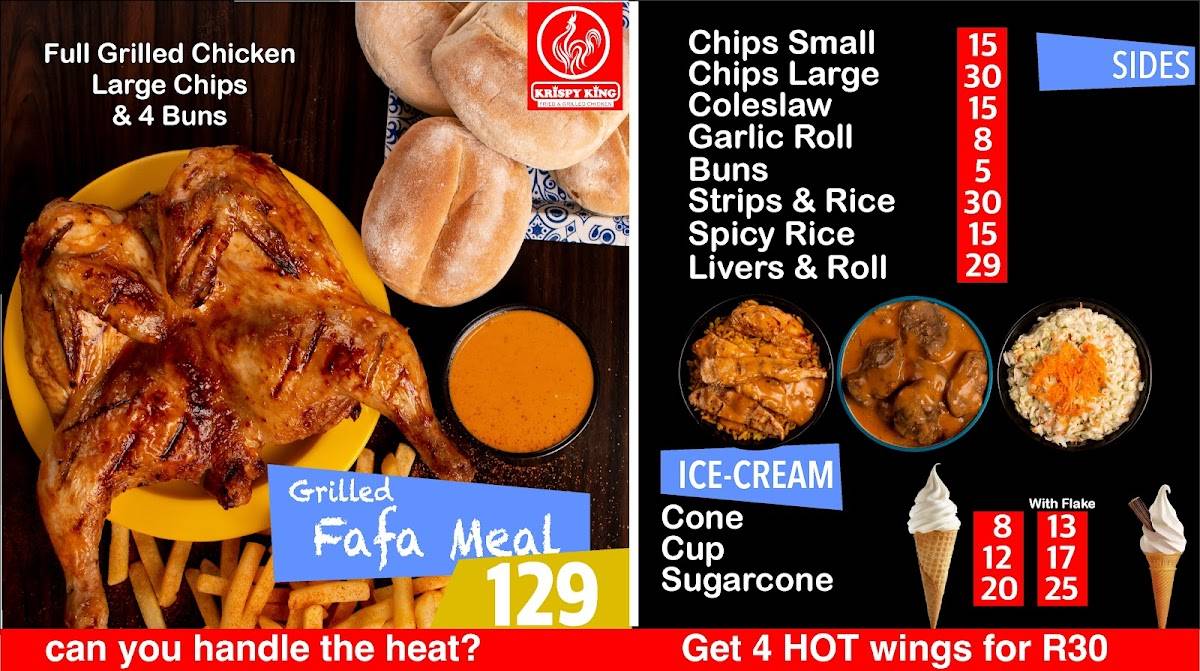 Menu at KRISPY KING LONG STREET (HALAL) restaurant, Cape Town