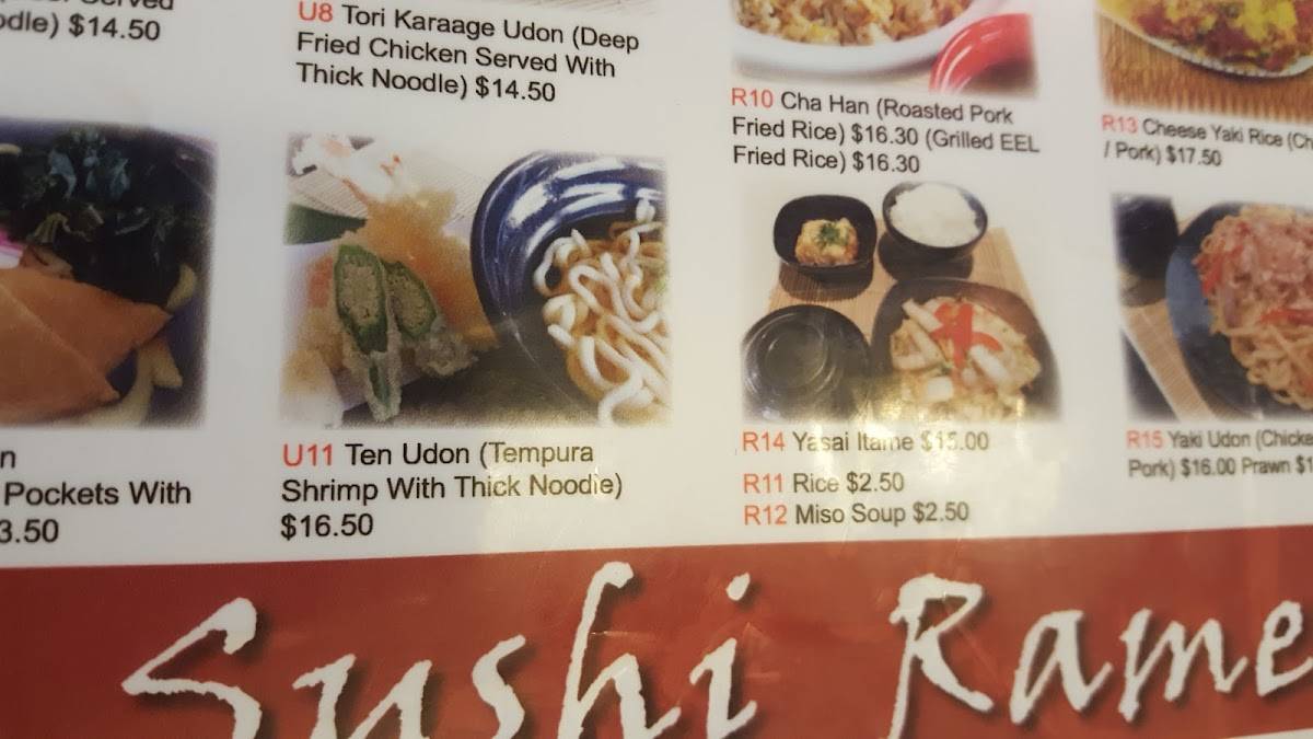 Menu at Ka Sushi Ramen restaurant, Canberra