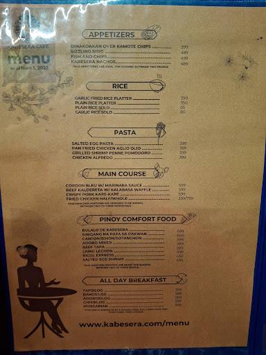 Menu at Kabesera Café pub & bar, Angono