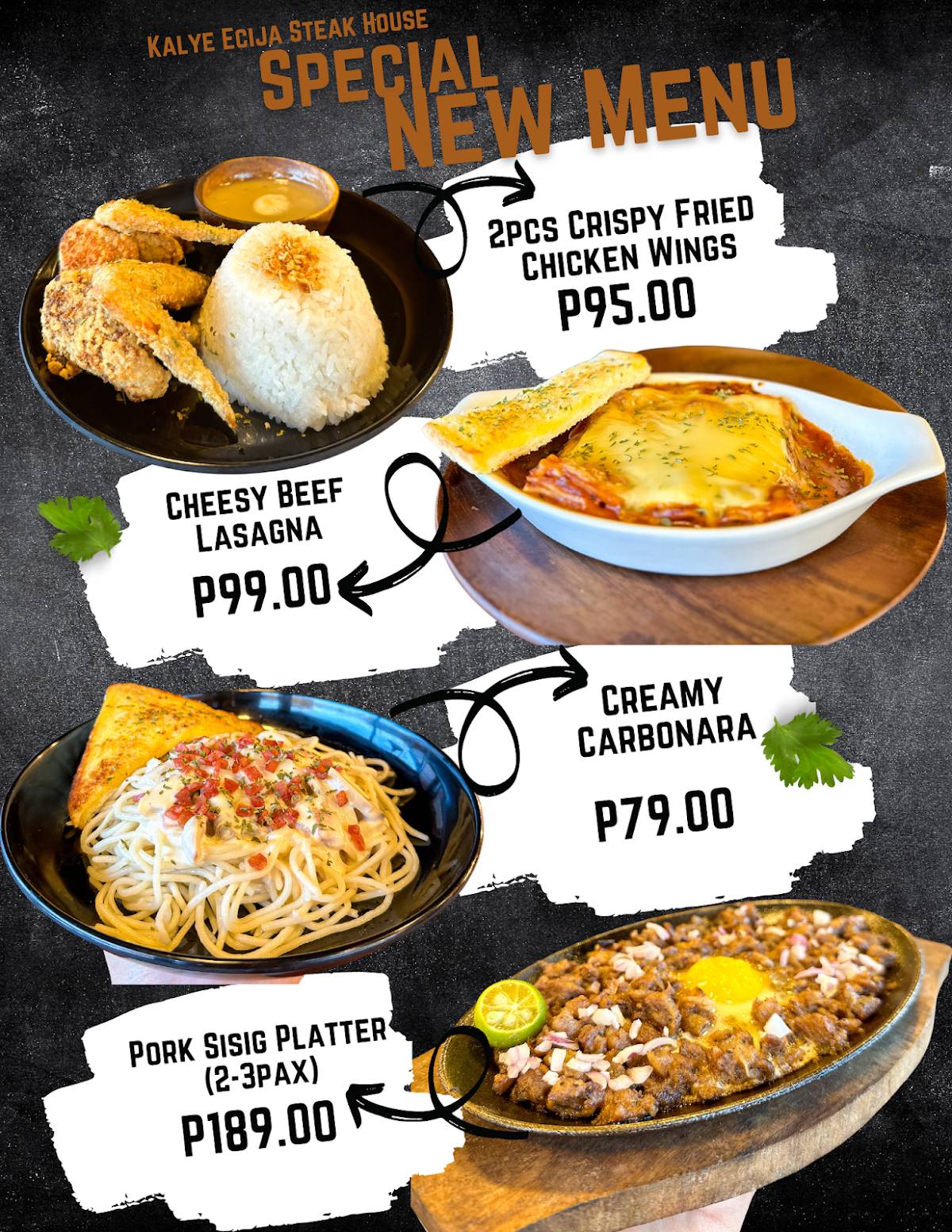 Menu at Kalye Ecija Steak House by Chef G steakhouse, Cabiao