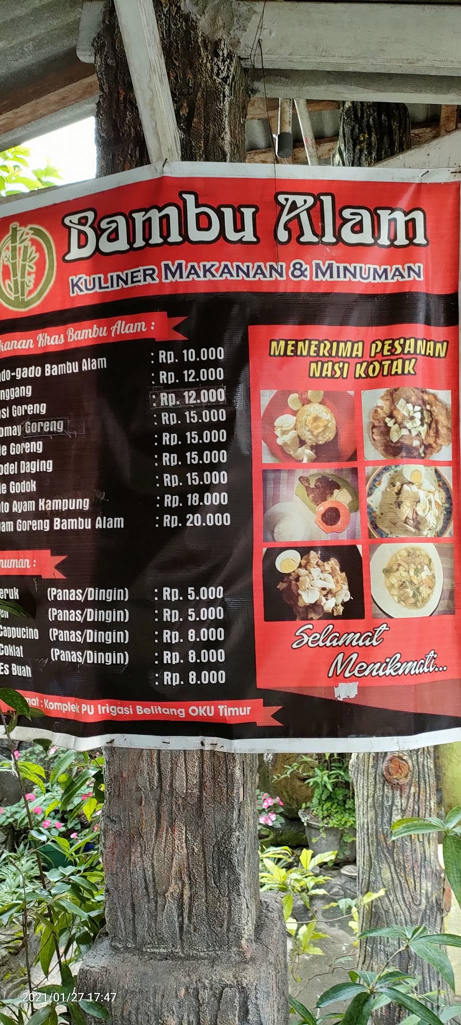 Menu at Kantin Bambu Alam cafe, Indonesia