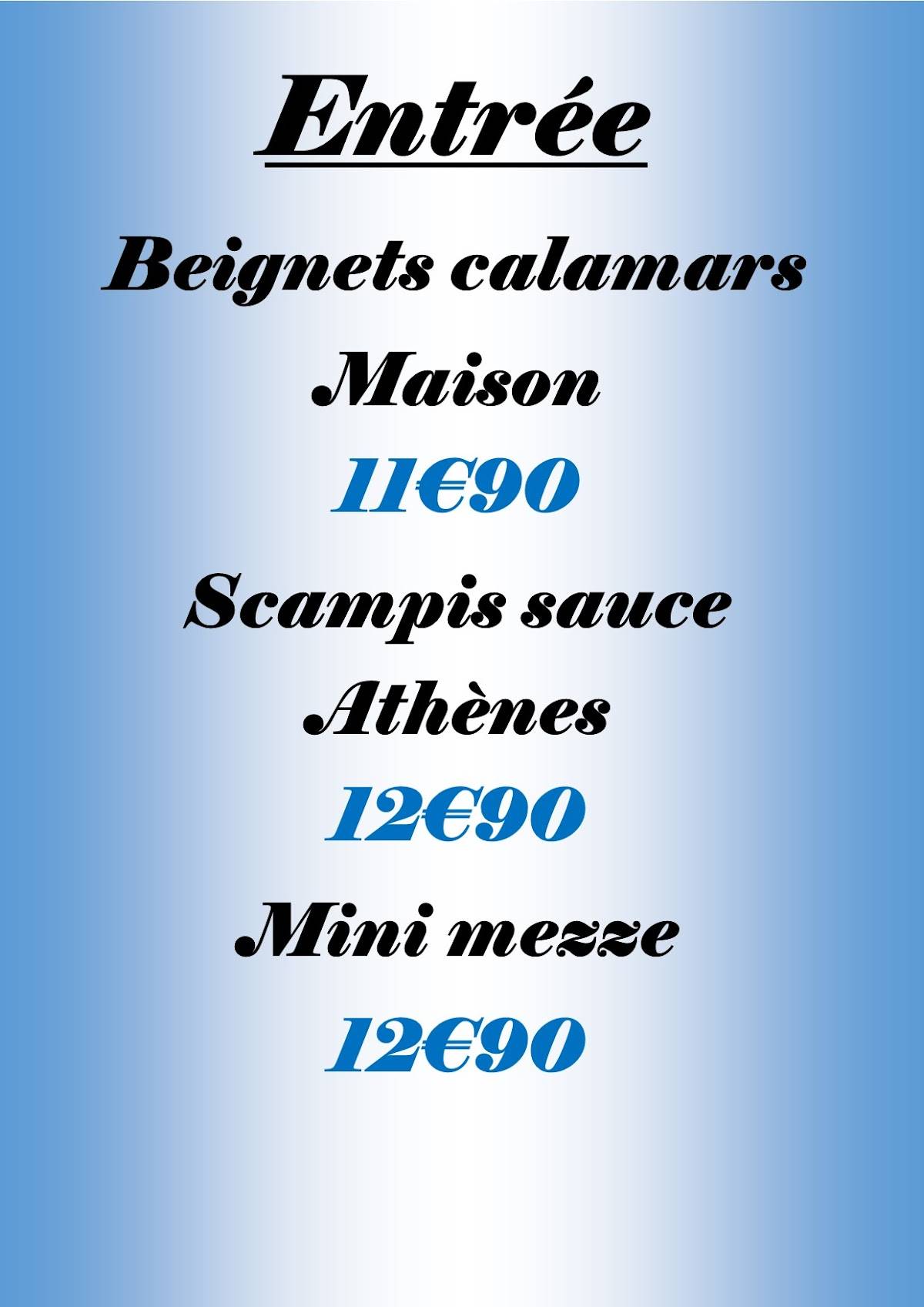 Menu au Kantina Chez Papou, Charleroi