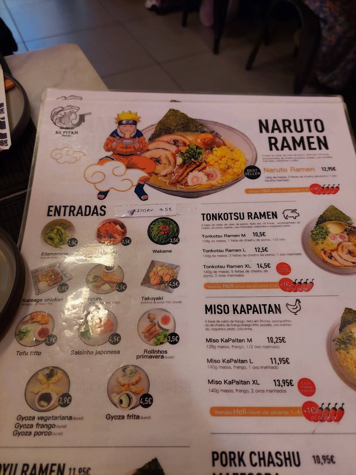 Menu em Kapitan Ramen (Marquês de Pombal) restaurante, Lisboa