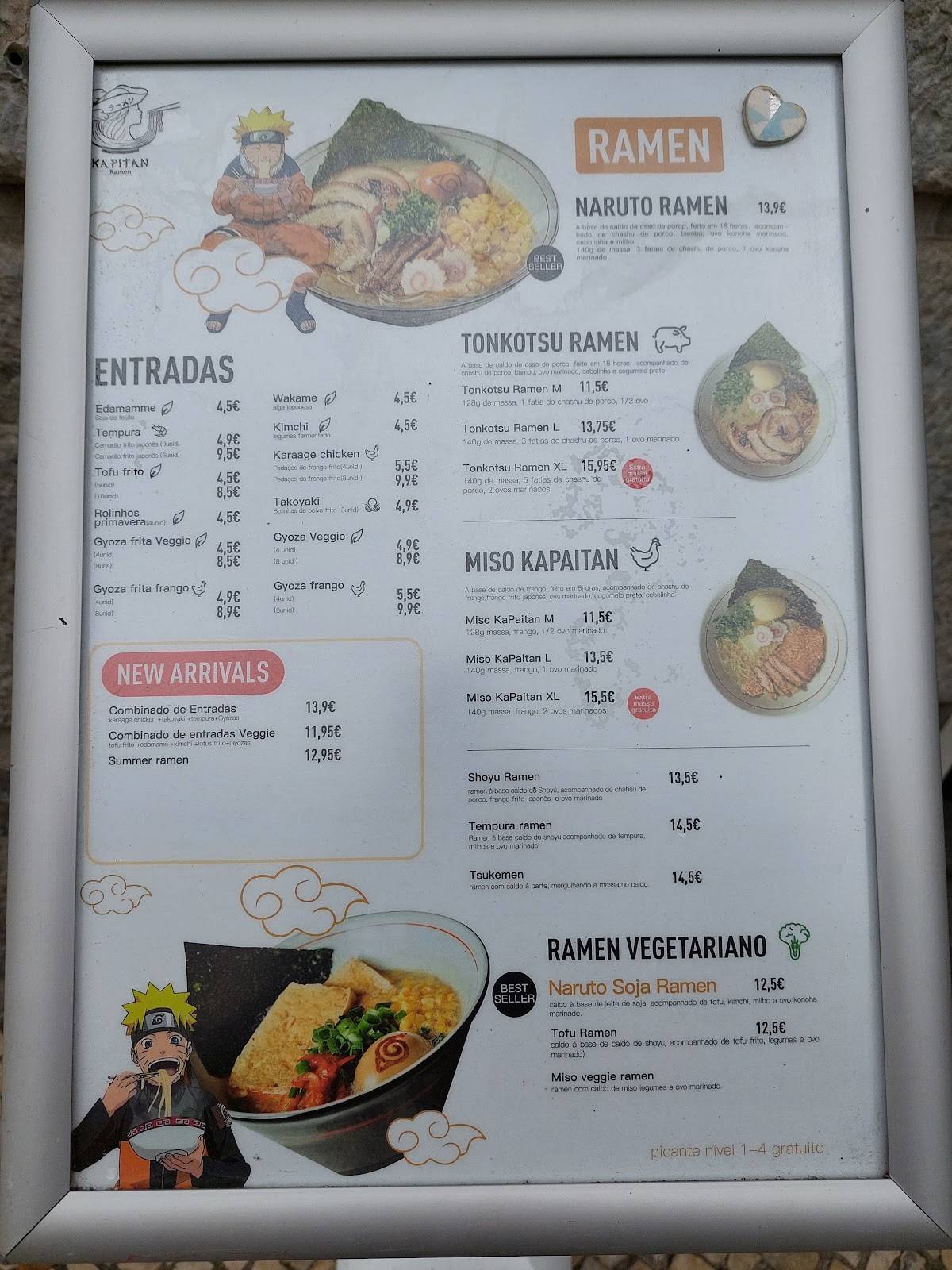 Menu em Kapitan Ramen (Marquês de Pombal) restaurante, Lisboa