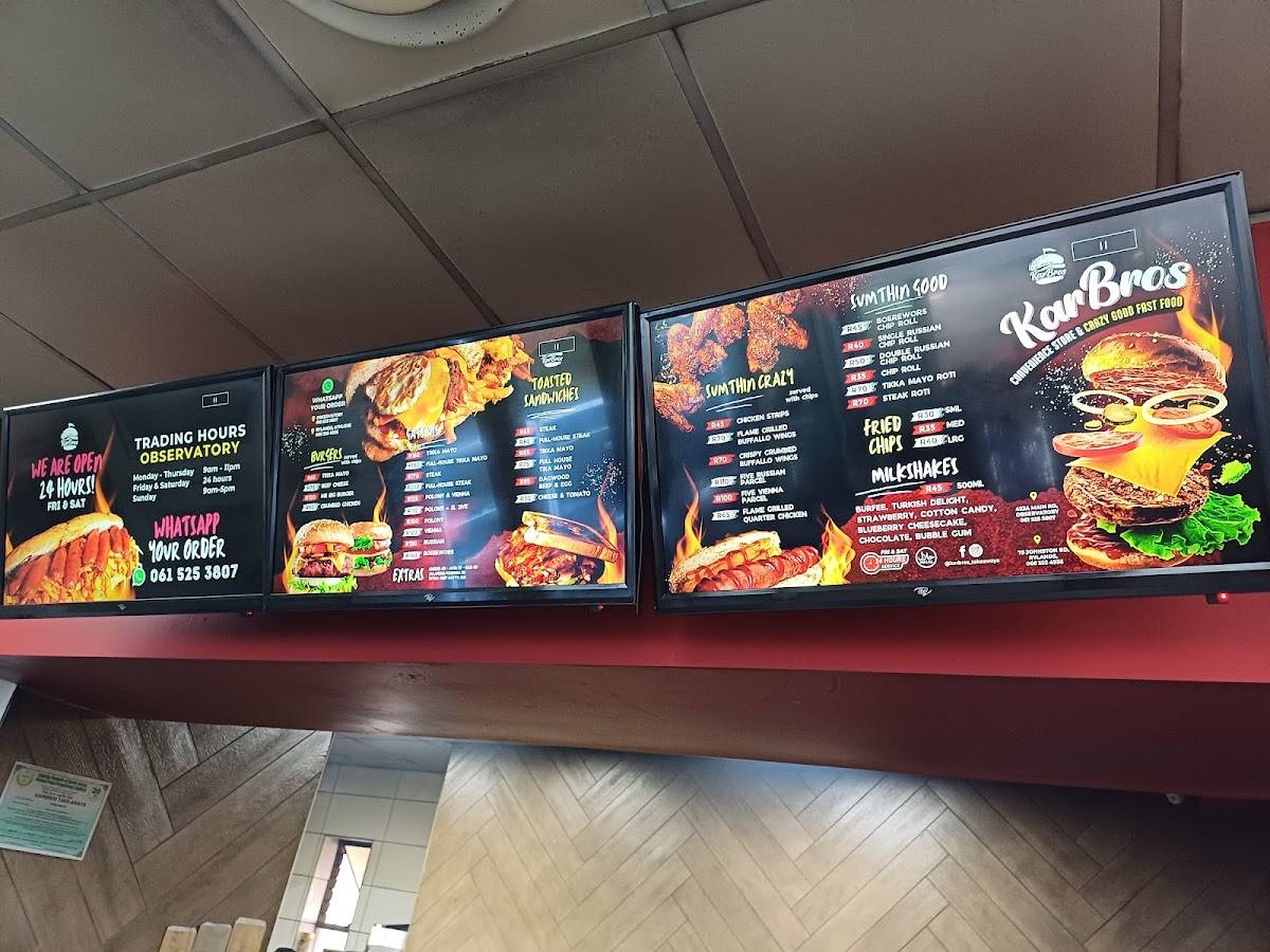 Menu at Karbros Take Aways - Observatory restaurant, Cape Town