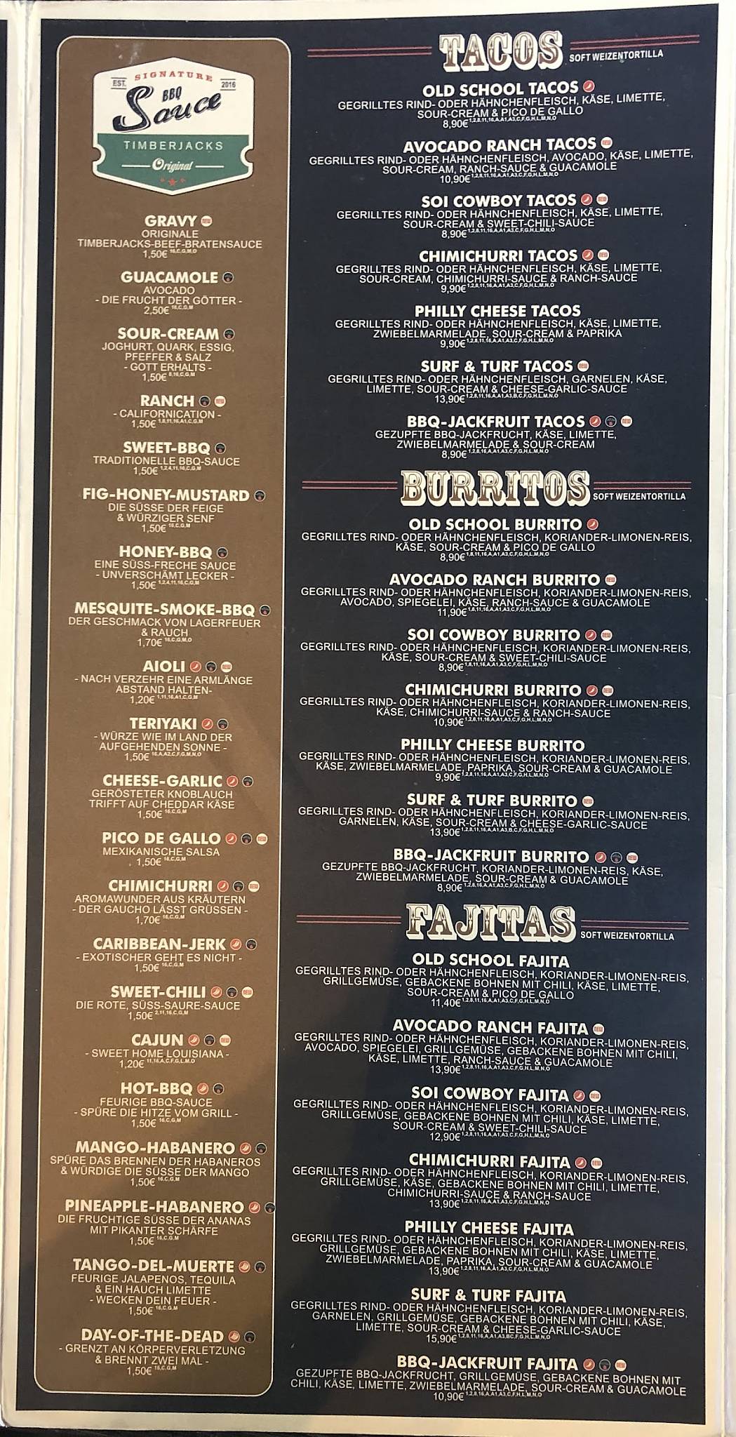 Speisekarte von Timberjacks Kassel steakhaus, Kassel