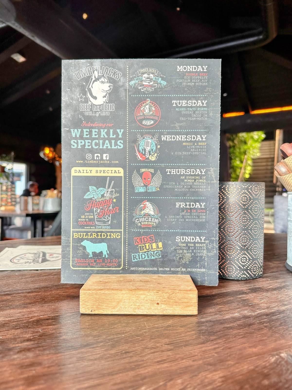 Speisekarte von Timberjacks Kassel steakhaus, Kassel