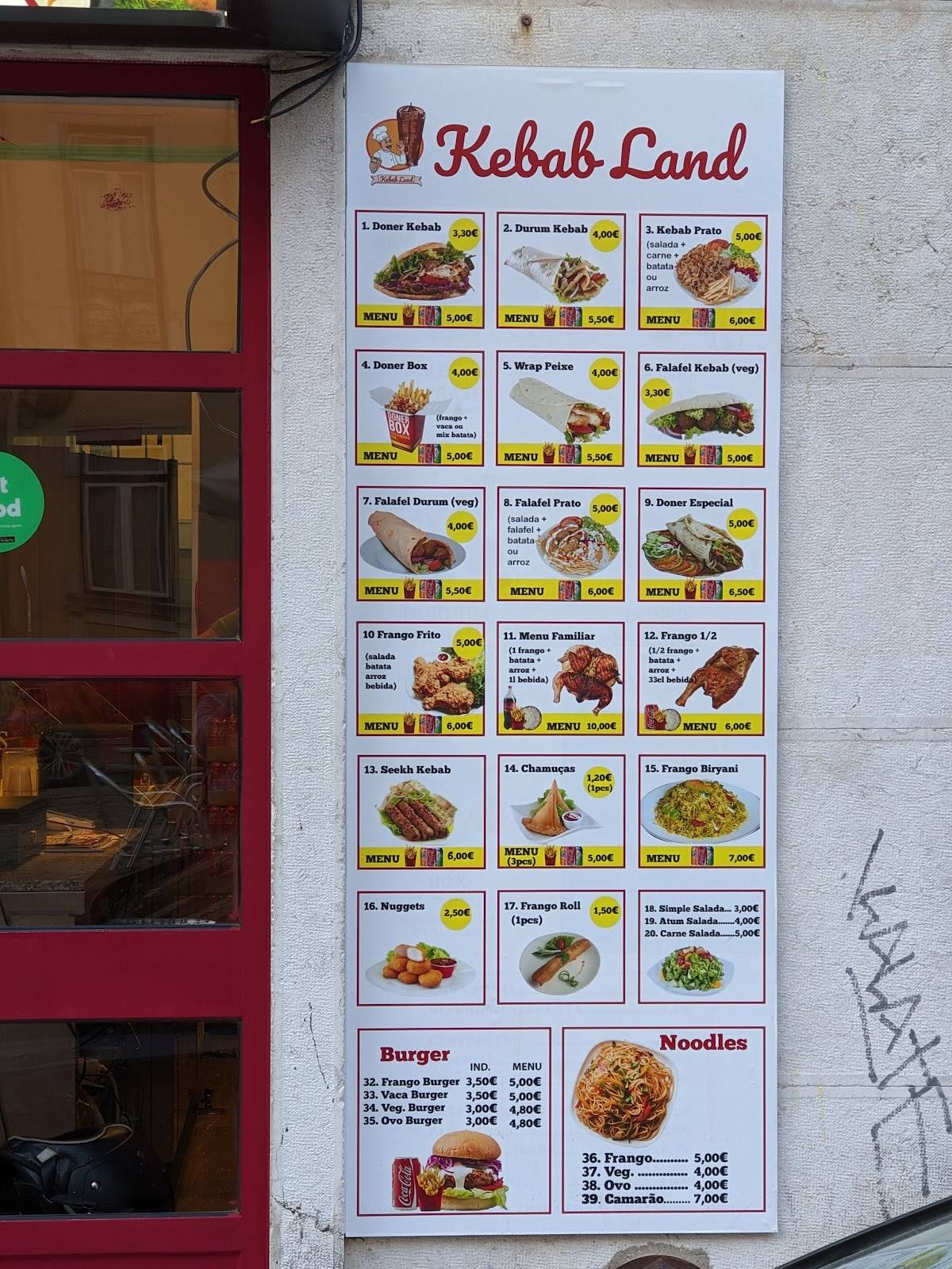 Menu em Kebab Land restaurante, Lisboa