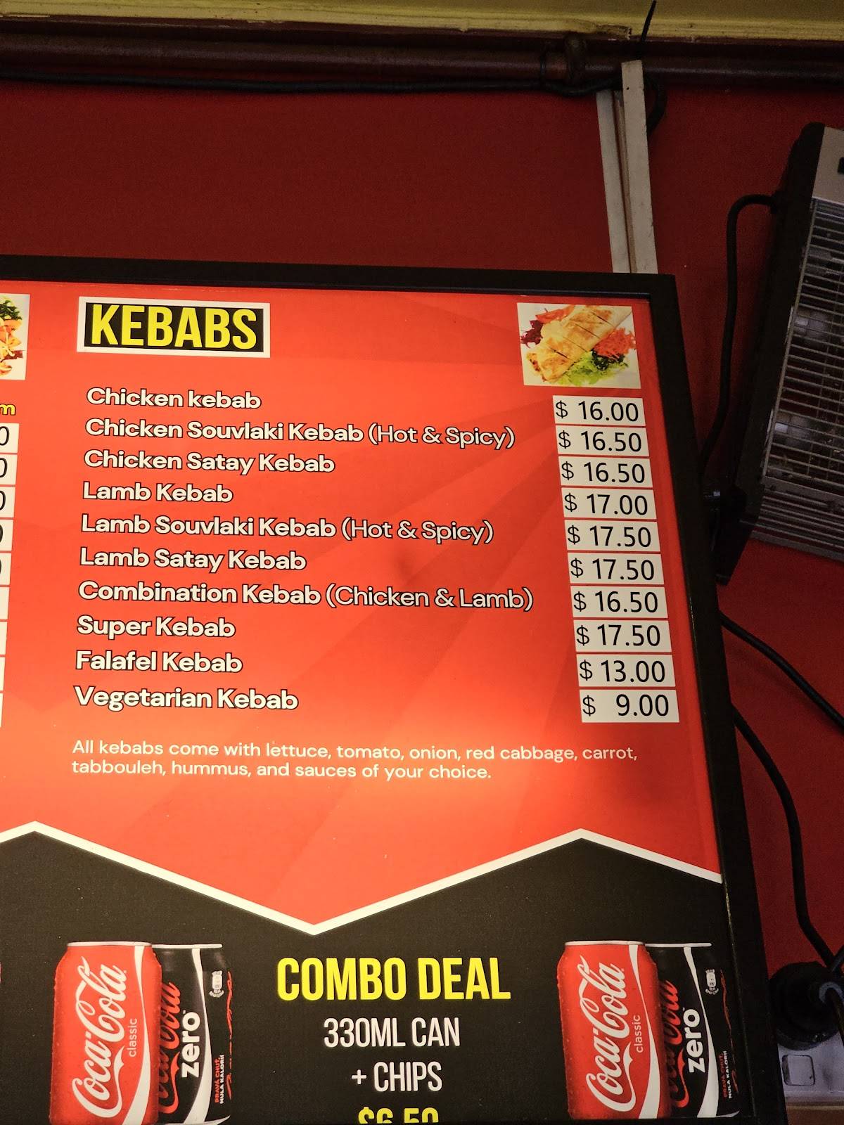 Menu at Kebab Serai fast food, Auckland, 332 Remuera Rd