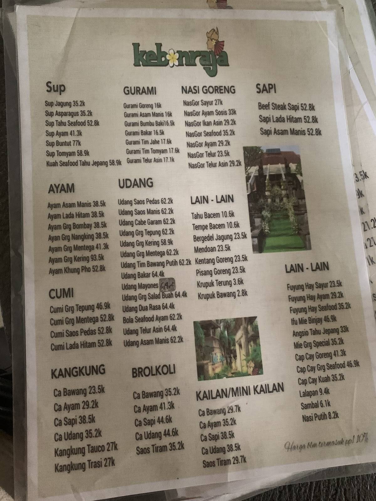Menu at Kebon Rojo Restaurant, Candirejo