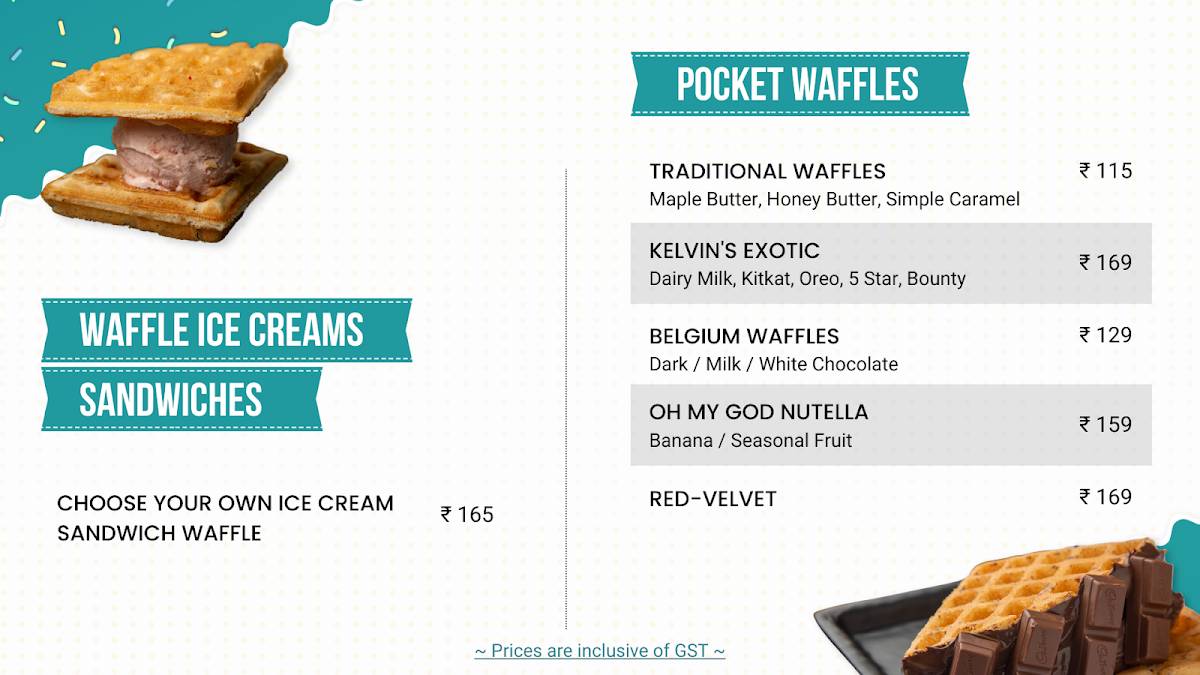 Menu at Kelvin Scale Creamery Ice Creams and Waffles, Chennai