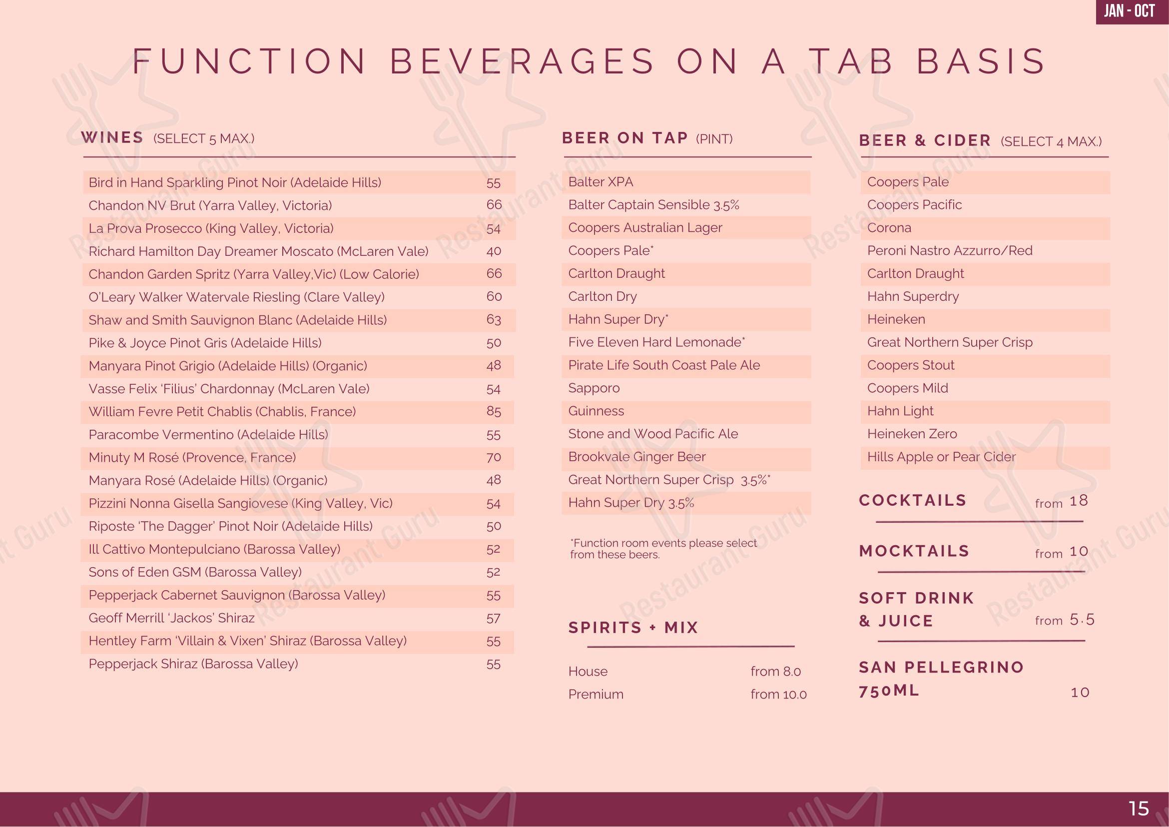 Menu at Kent Town Hotel pub & bar, Kent Town