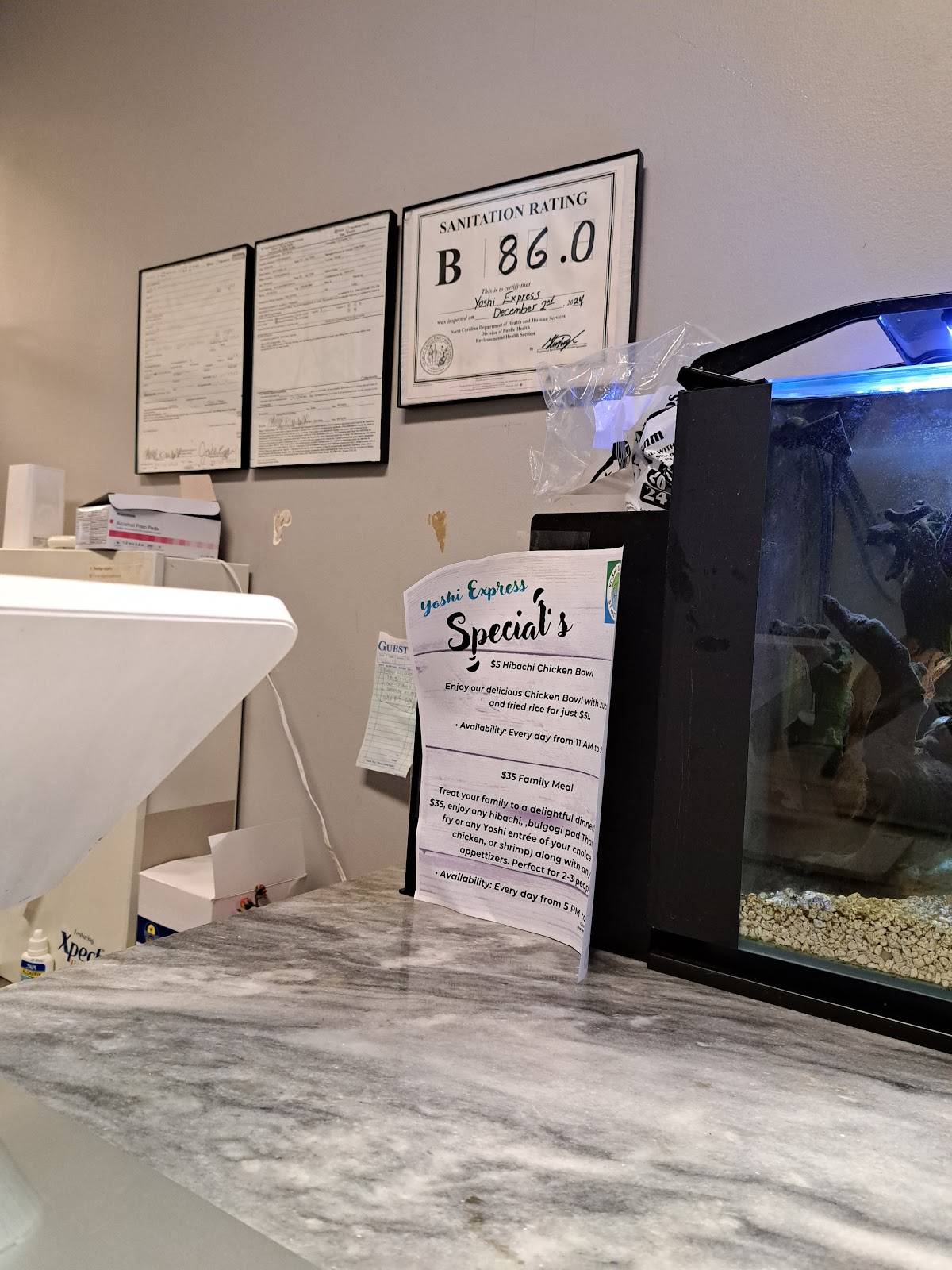 Menu at Yoshi Express restaurant, Kernersville