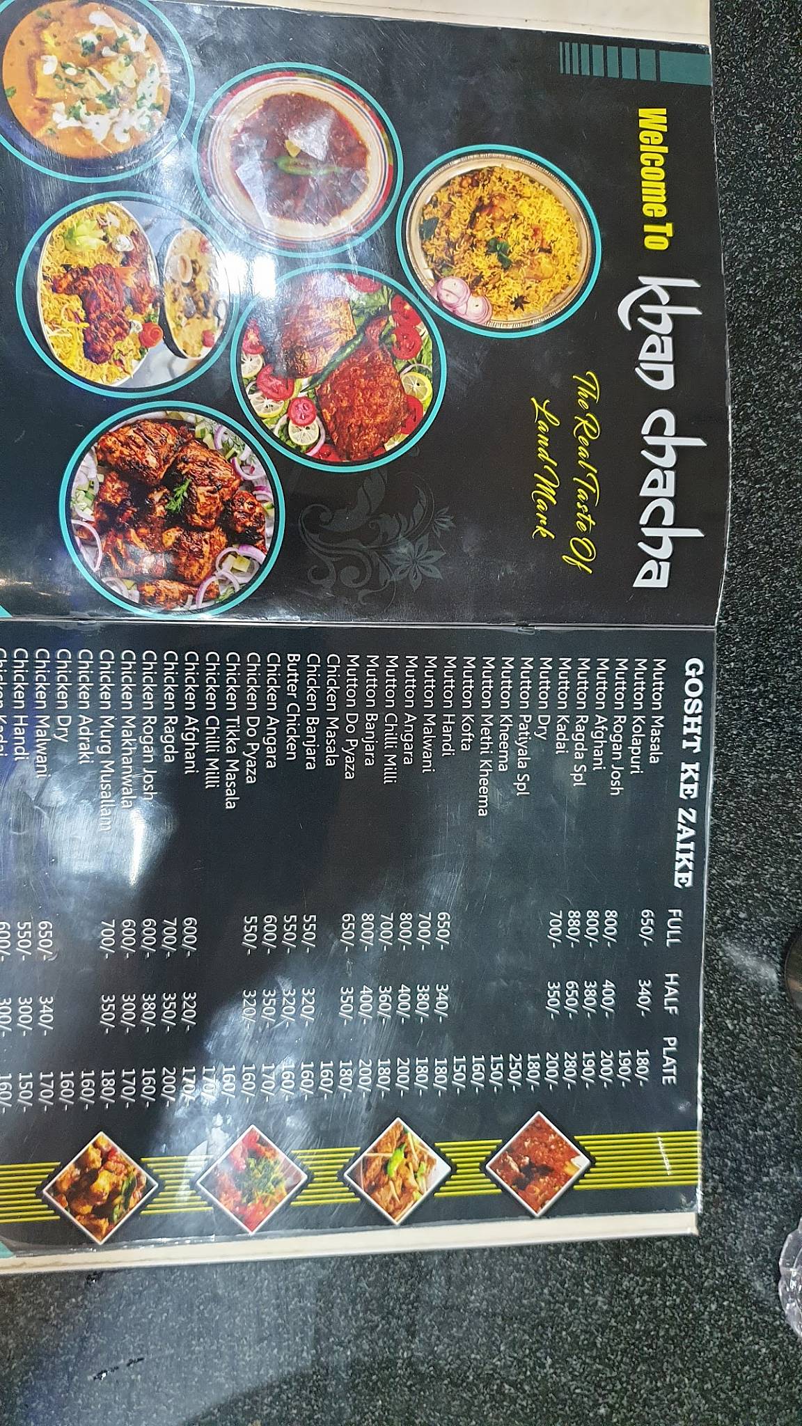 Menu at Khan Chacha Restaurant, Bidar