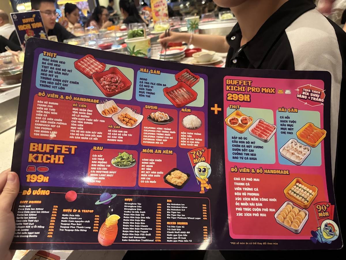 Menu at Kichi Kichi restaurant, Ho Chi Minh City, Lô 5-15