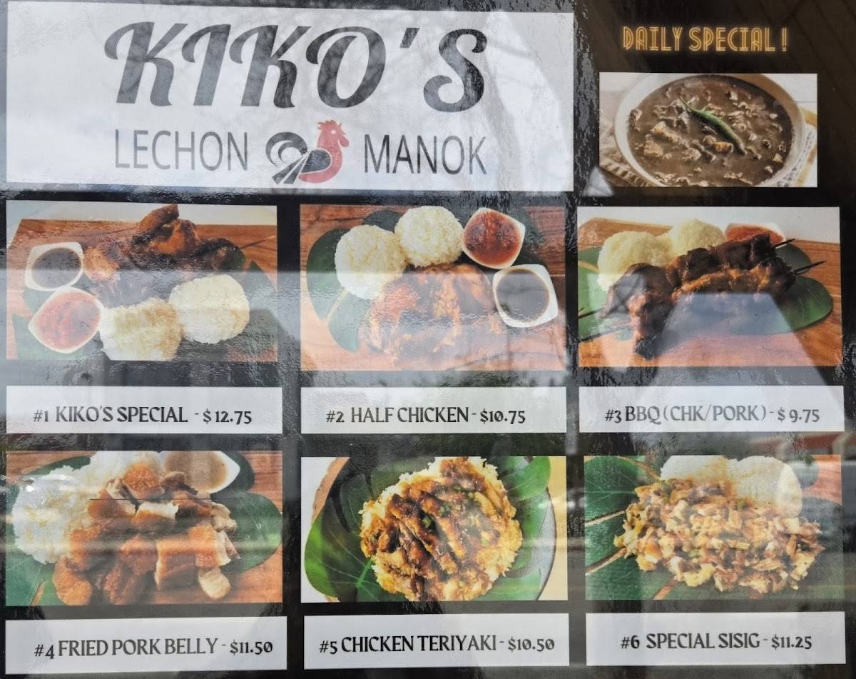 Menu at Kiko's Rotisserie Chicken restaurant, Artesia