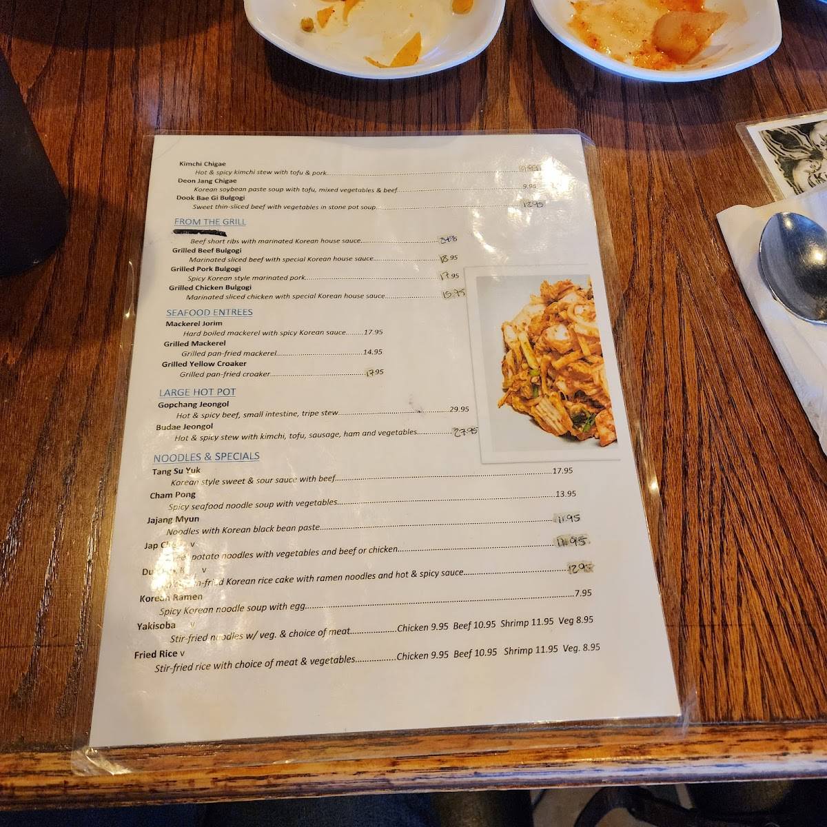 Menu at Kimchi Time restaurant, Tucson