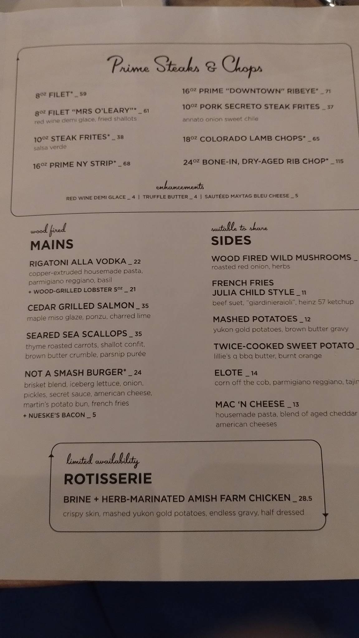 Menu at Kindling Downtown Cookout & Cocktails pub & bar, Chicago