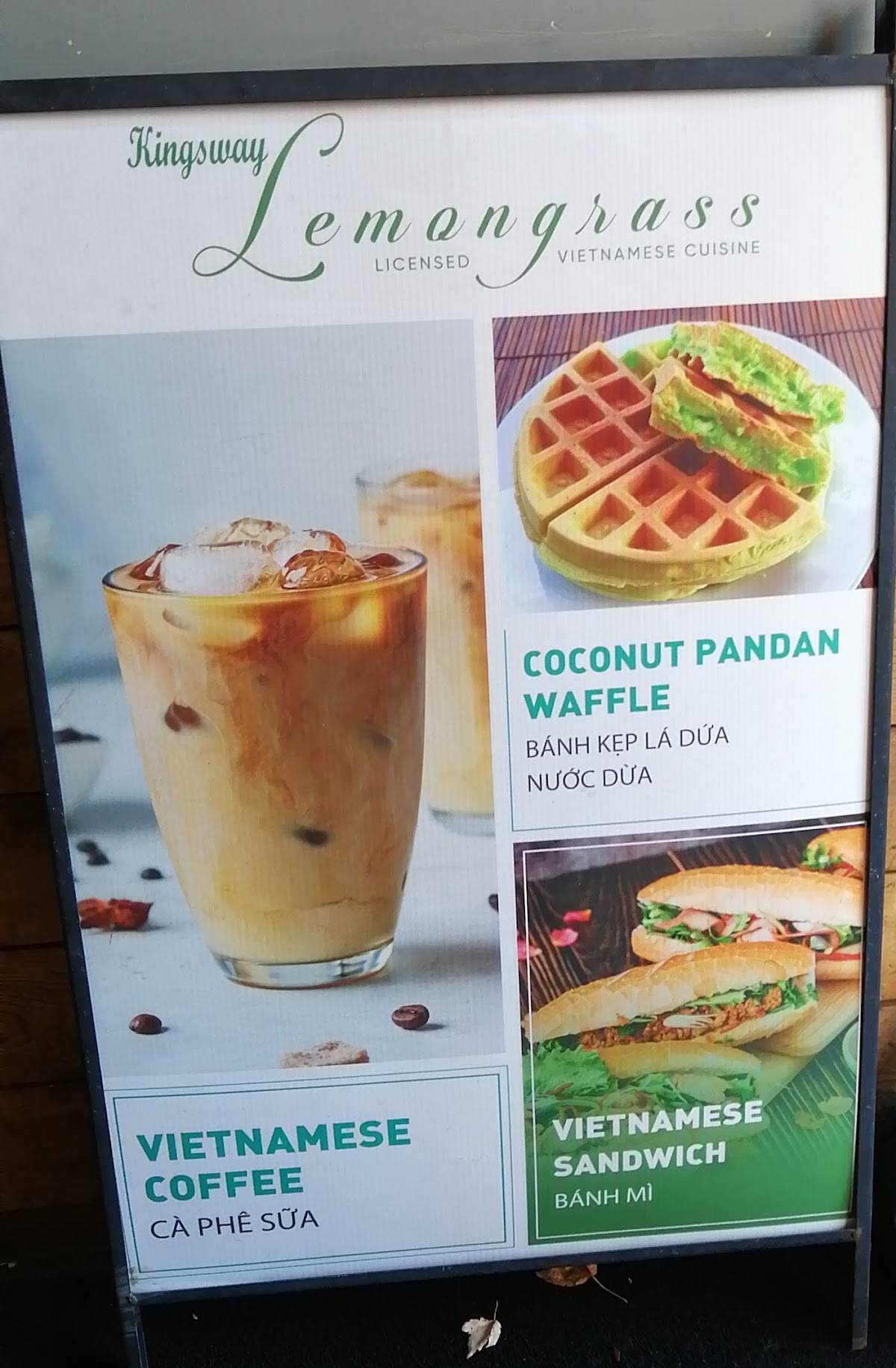 Menu at Kingsway Lemongrass restaurant, Vancouver, Kingsway