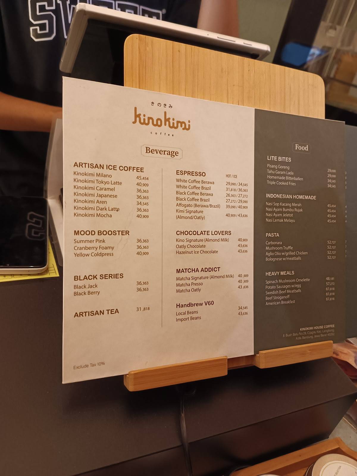 Menu at Kinokimi Coffee cafe, Bandung, Jl. Buah Batu No.28
