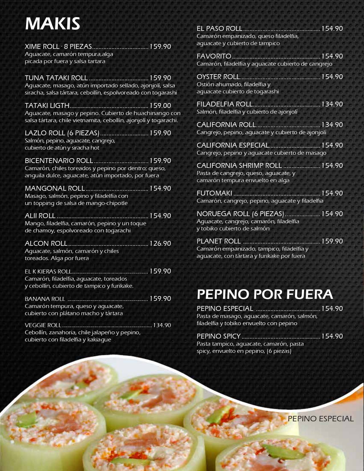 Carta del restaurante Kinsui To- Go, Ciudad Juarez