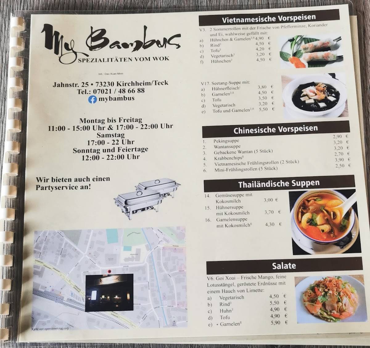 Speisekarte von My Bambus restaurant, Kirchheim unter Teck