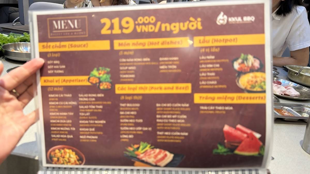 Menu at Kkul BBQ & Hotpot, Vietnam