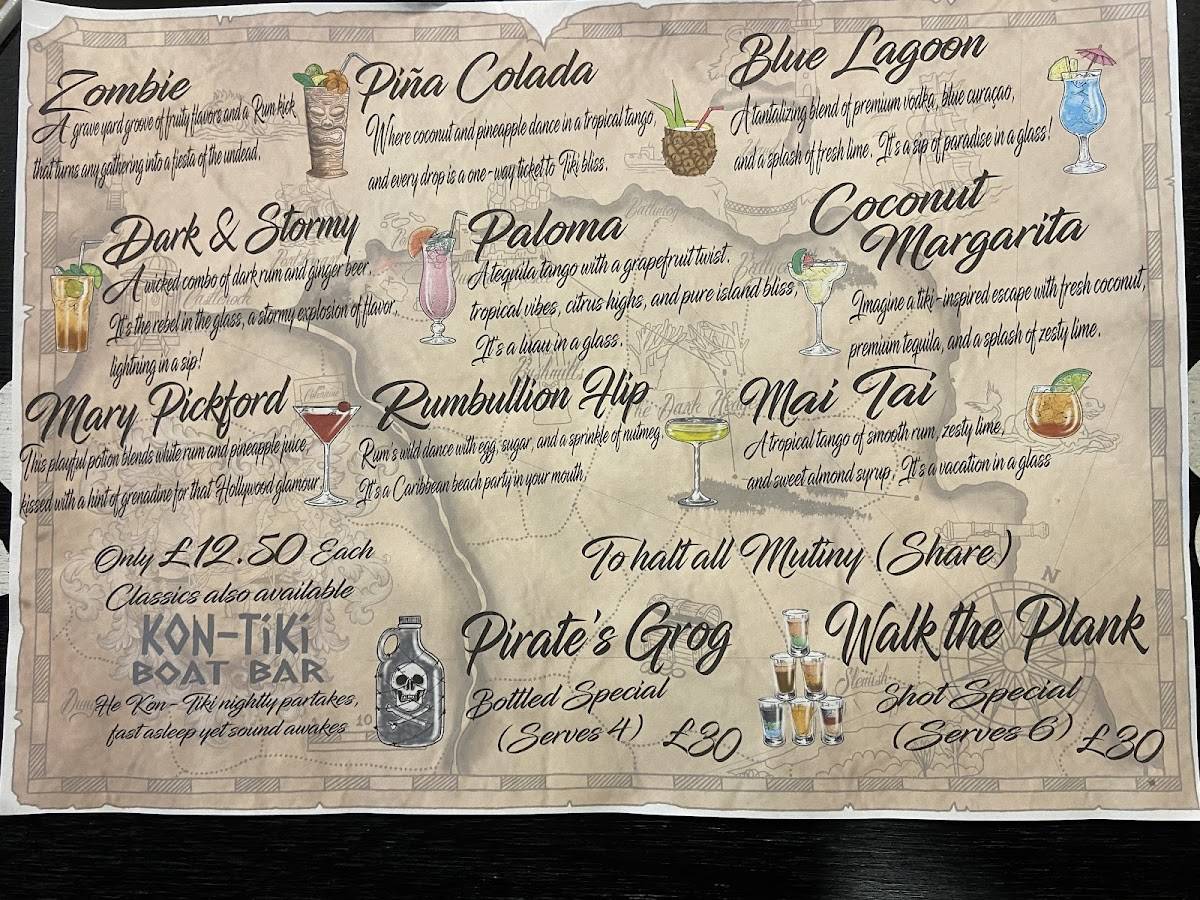 Menu at Kon-Tiki Boat Bar, Portrush