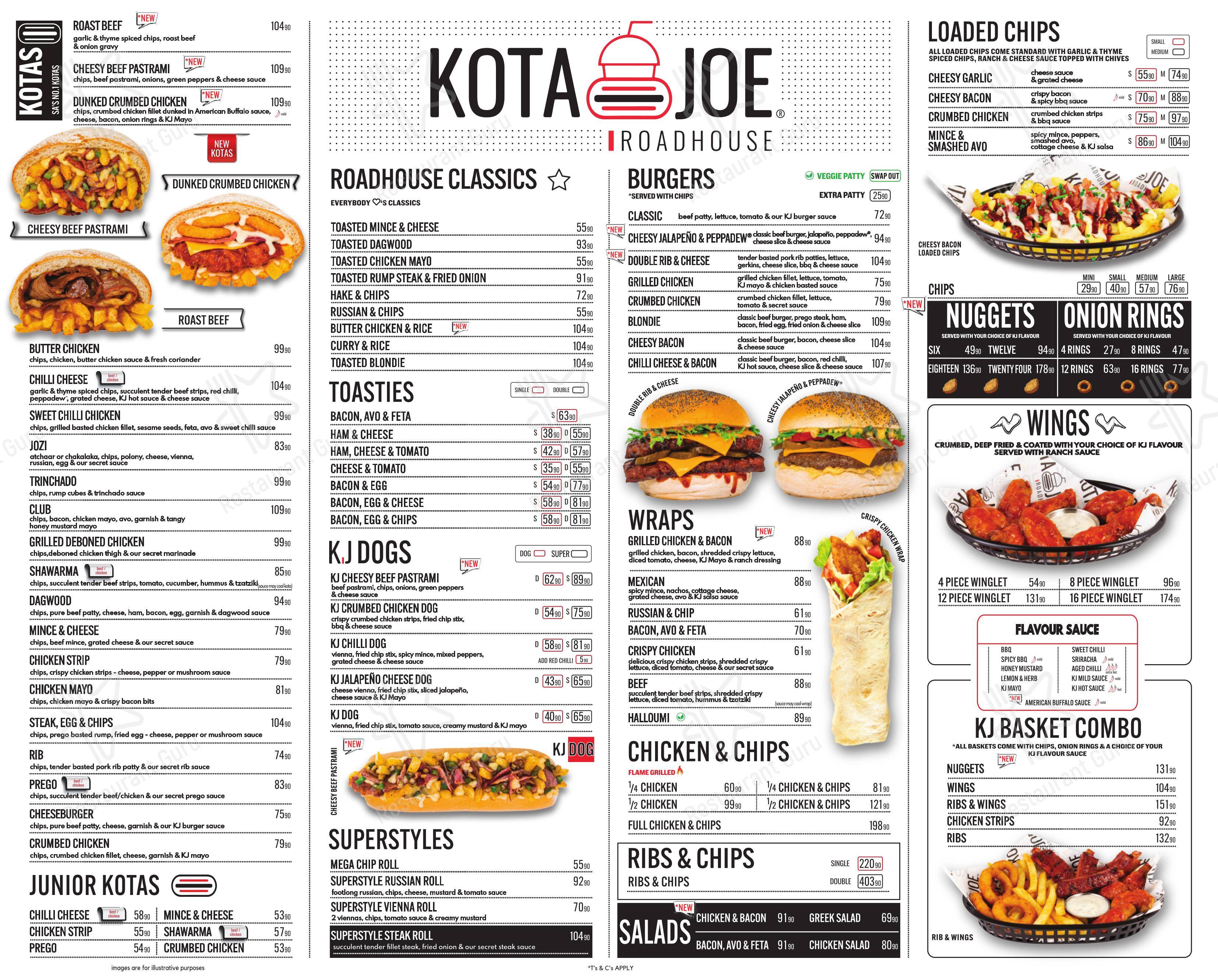 Menu at Kota Joe Roadhouse - Edenvale restaurant, Edenvale, 13 Van ...