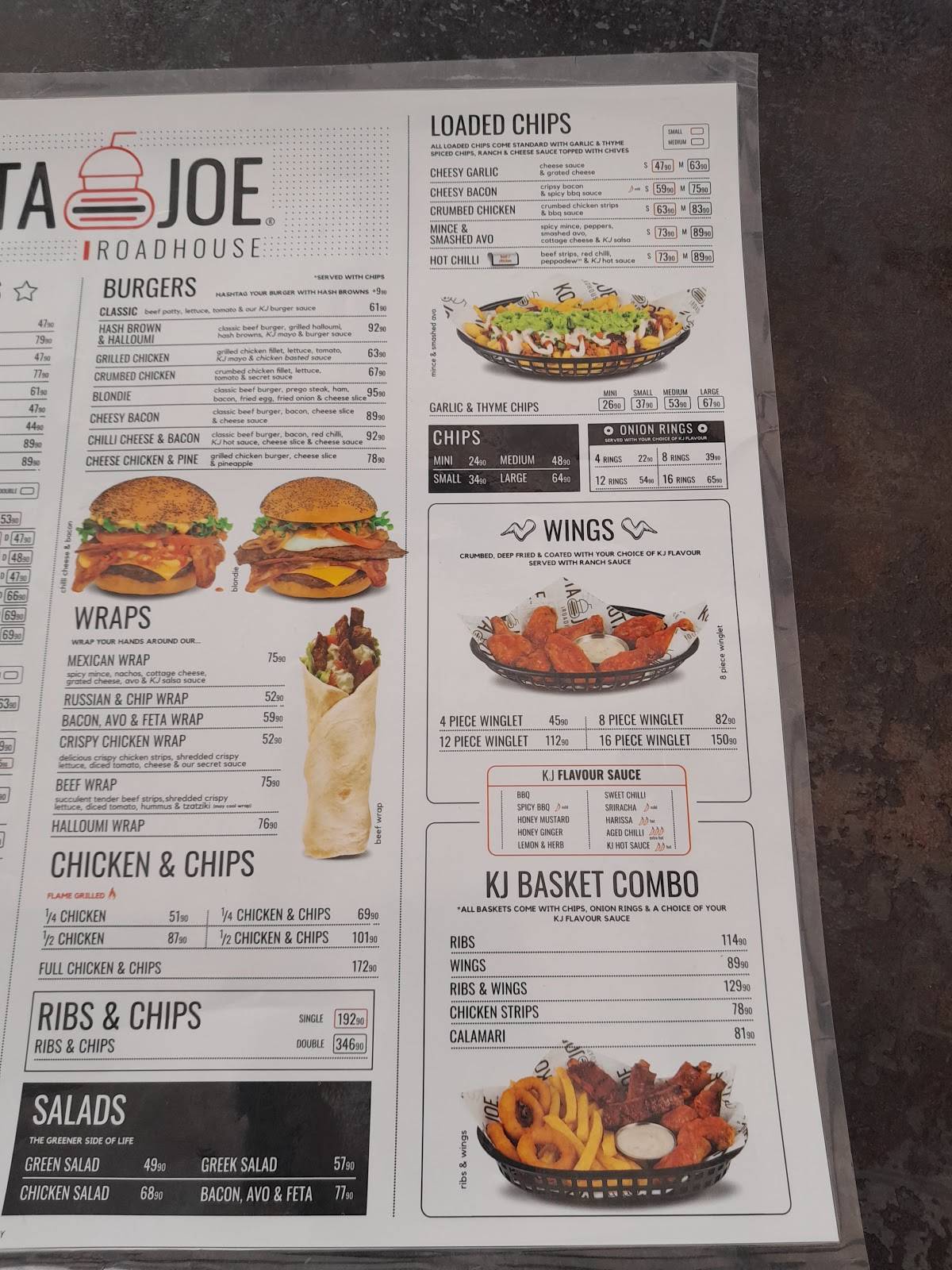 Menu at Kota Joe Roadhouse - Edenvale restaurant, Edenvale, 13 Van ...