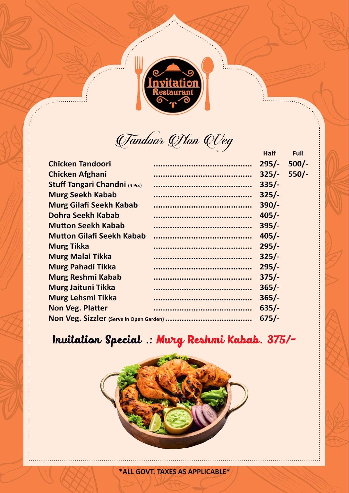 Menu at Invitation Restaurant, Kotdwara