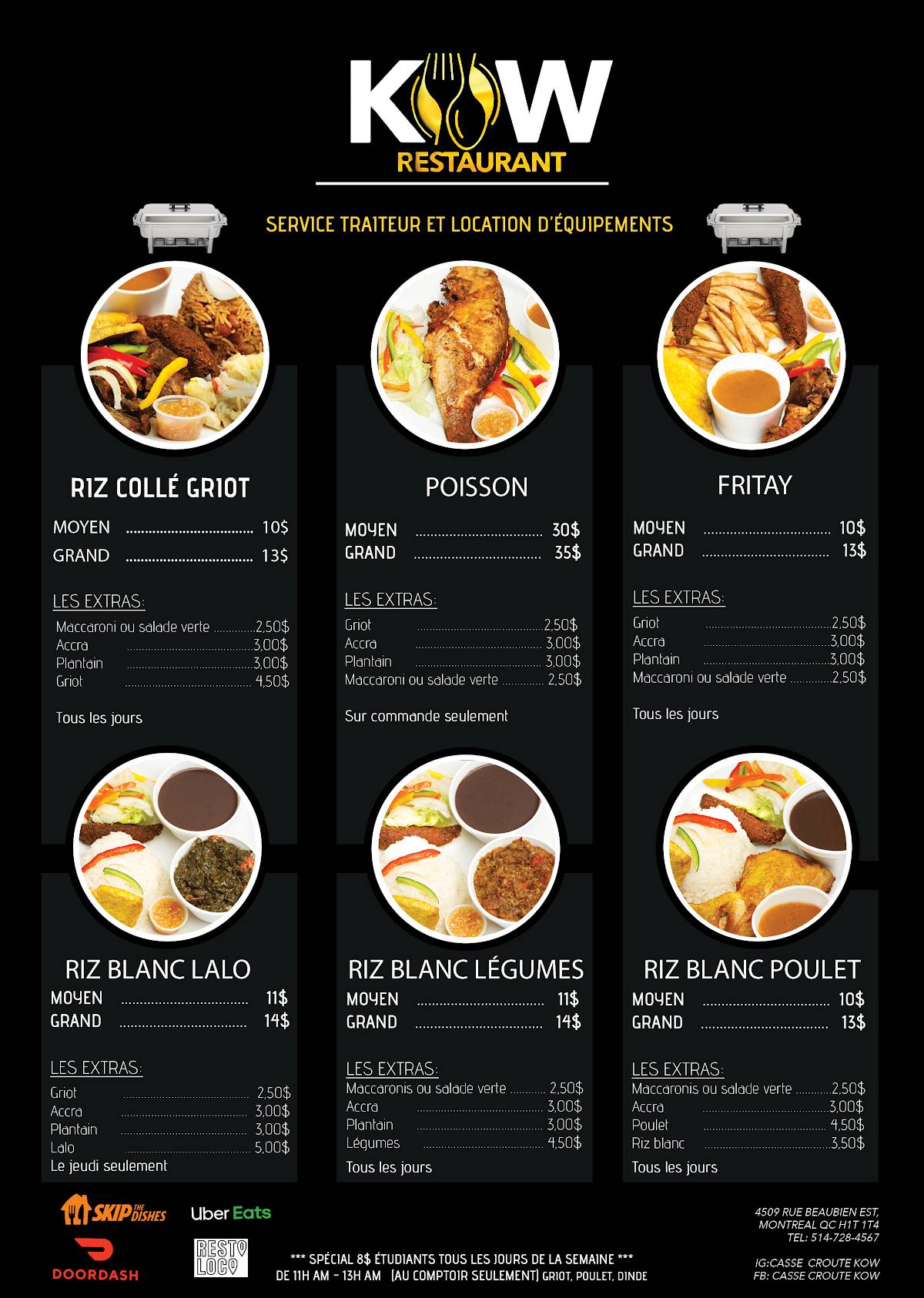 Menu au Casse croûte Saveur 509 restaurant, Montréal