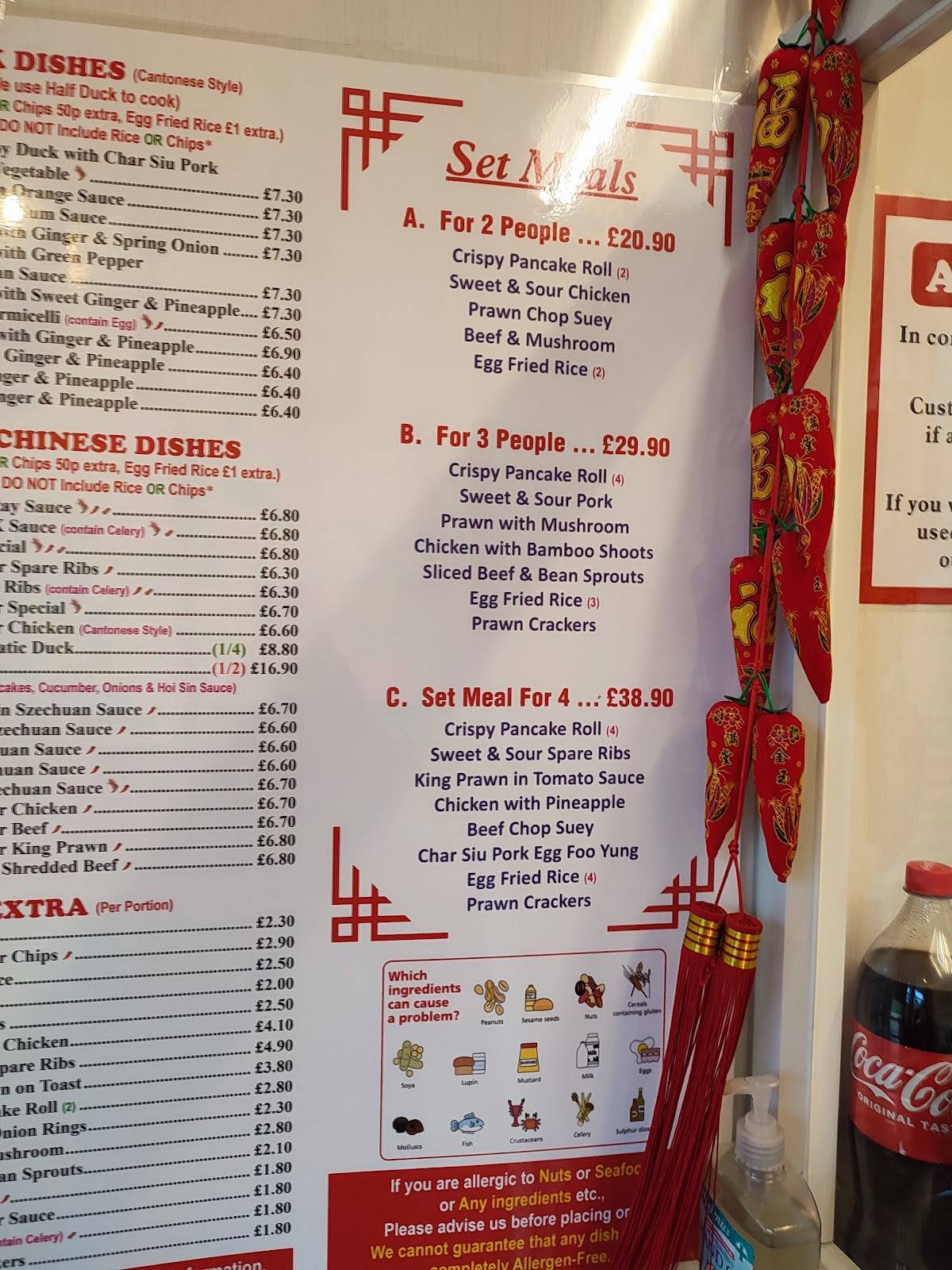 Menu at Kowloon Chinese Take Away fast food, Wakefield