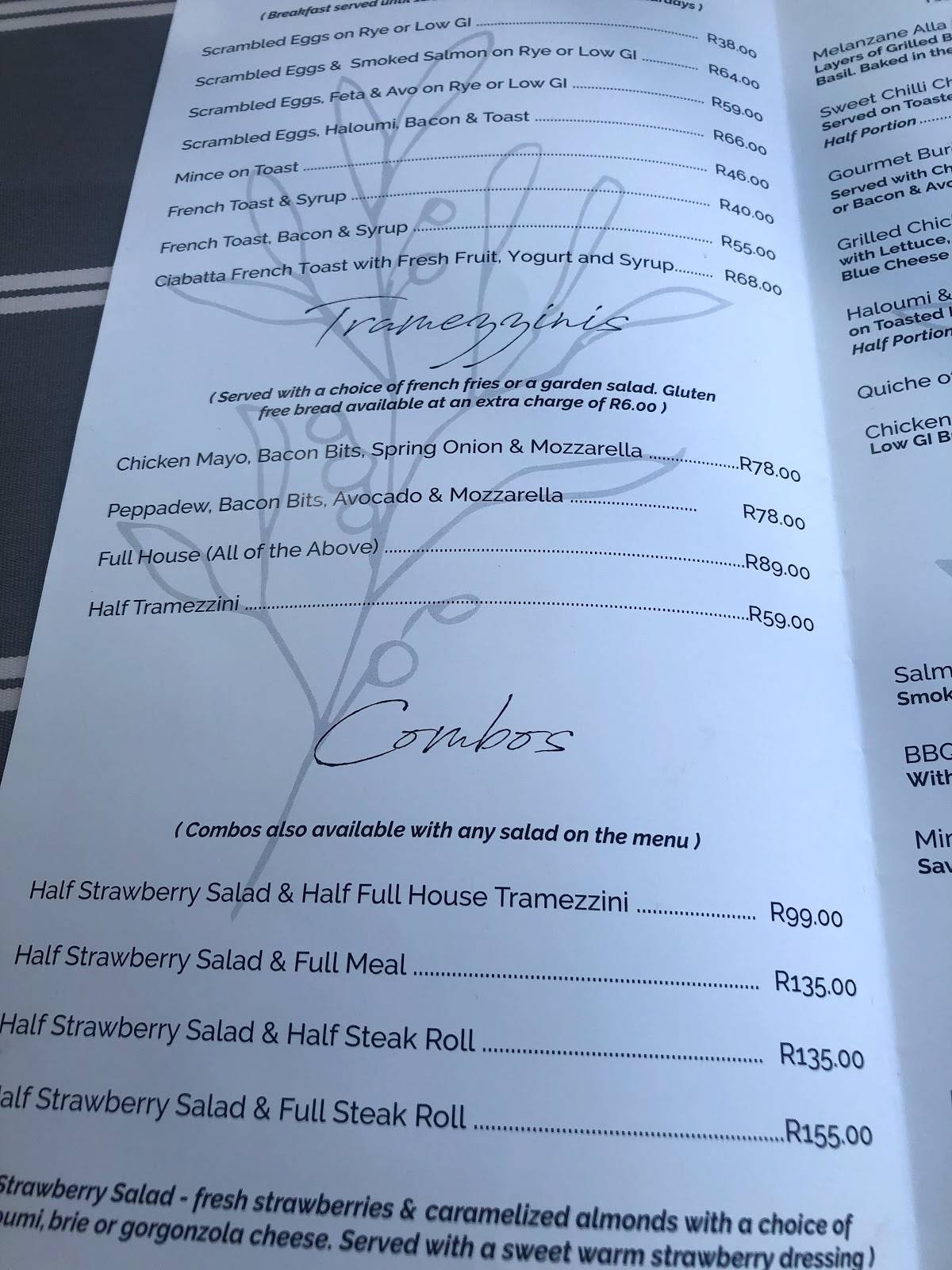 Menu at Ana-Paula's Coffee Shop restaurant, Krugersdorp