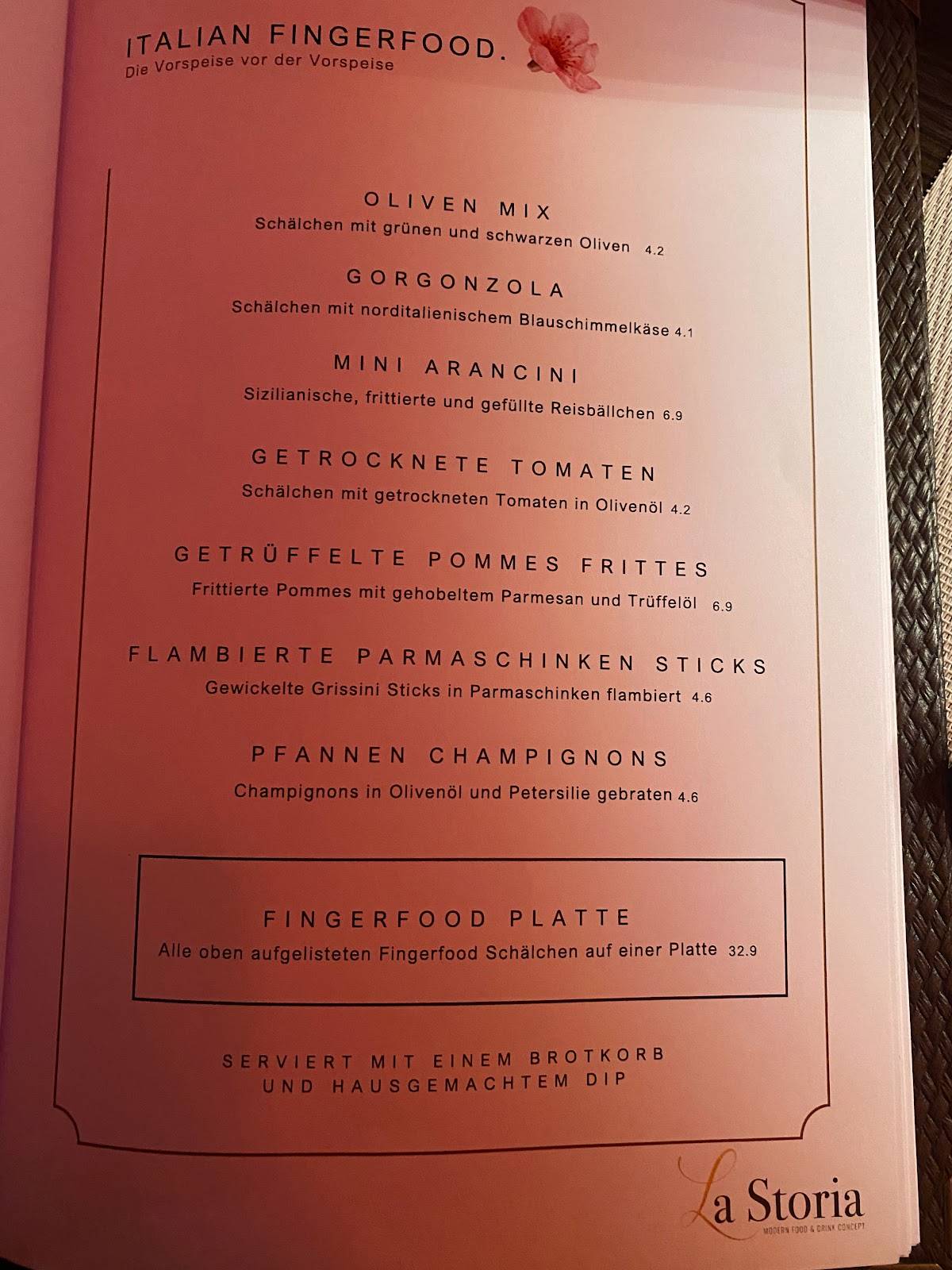 Speisekarte von LA STORIA Restaurant, Cocktailbar, Eventlocation ...