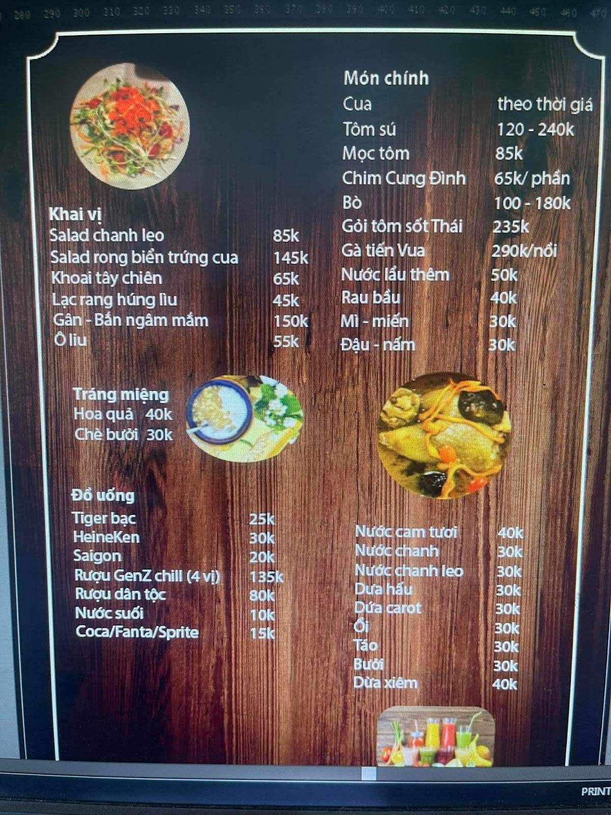 Carta del restaurante LẨU CUA BẦU SƠN TÙNG, Hanoi