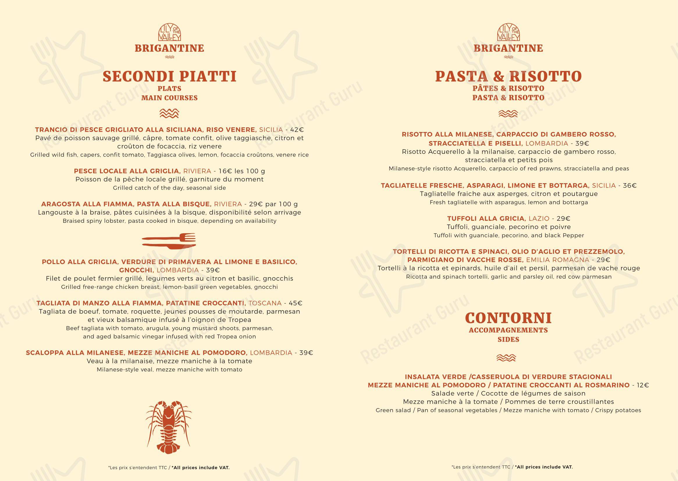 Menu au La Brigantine restaurant, La Croix-Valmer, 1242 Bd de Gigaro