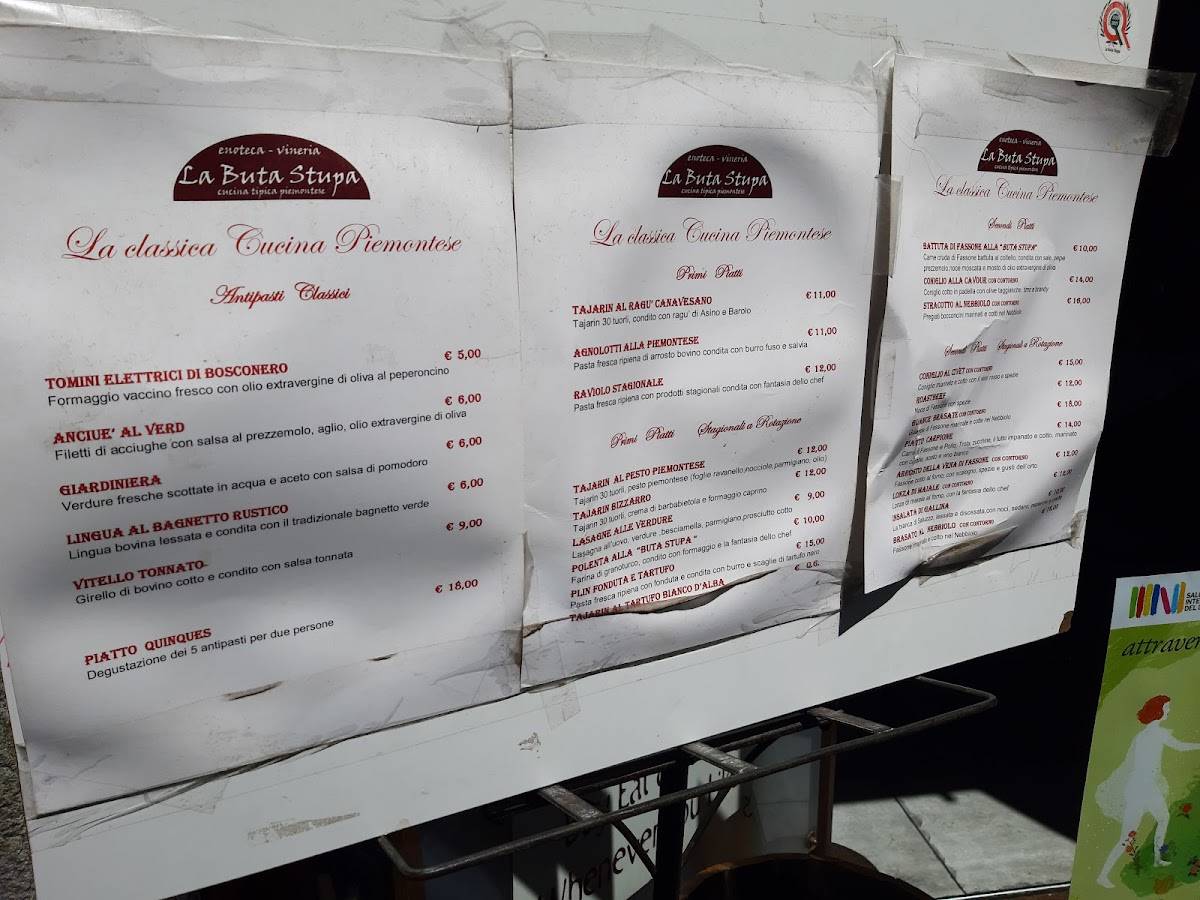 Menu da La Buta Stupa ristorante, Torino