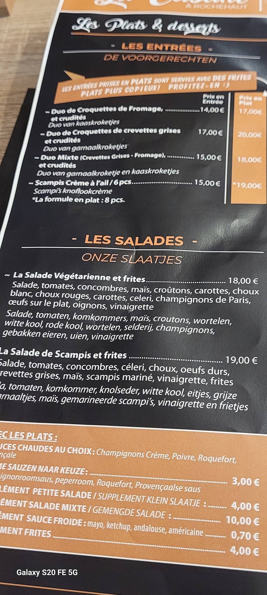 Speisekarte von La Cabane, Bouillon, Rue des Moissons 10