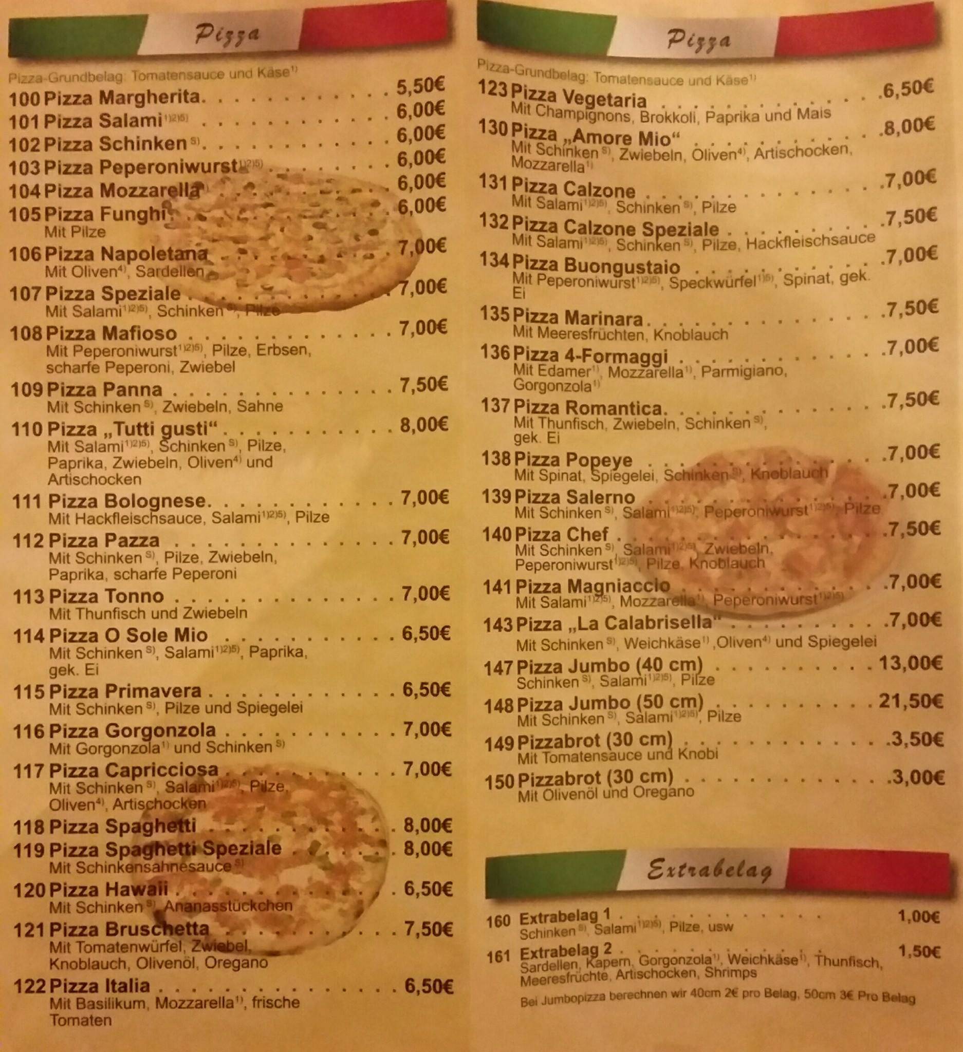 Speisekarte von La Calabrisella pizza, Mommenheim