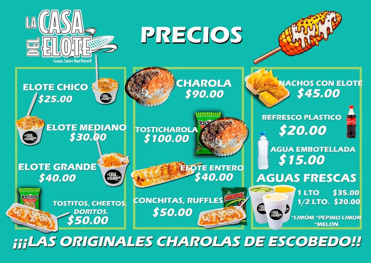 Carta del restaurante La Casa del Elote, Ciudad General Escobedo
