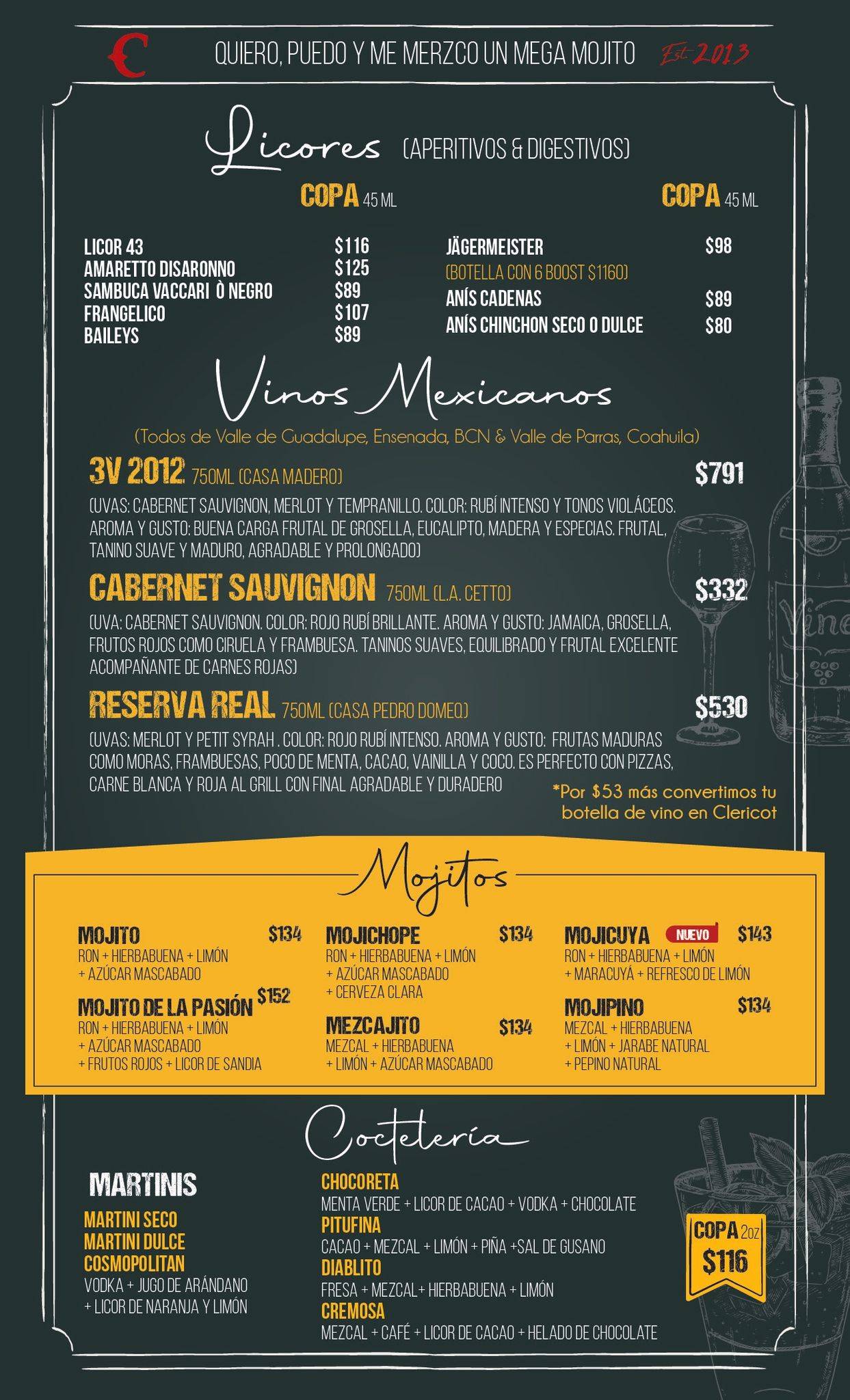 Carta del pub y bar La Choperia, Pachuca del Soto, Plaza