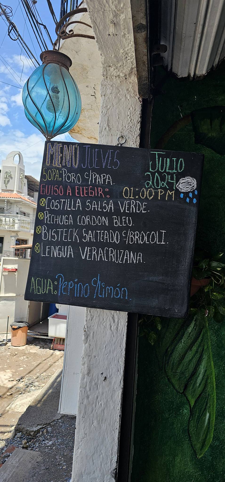 Menu at La Chula Comida Mexicana restaurant, Puerto Vallarta