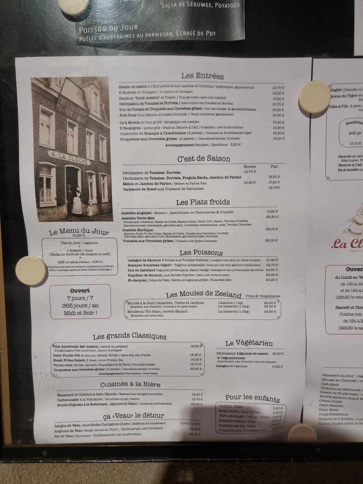 Menu au La Cloche, Mouscron