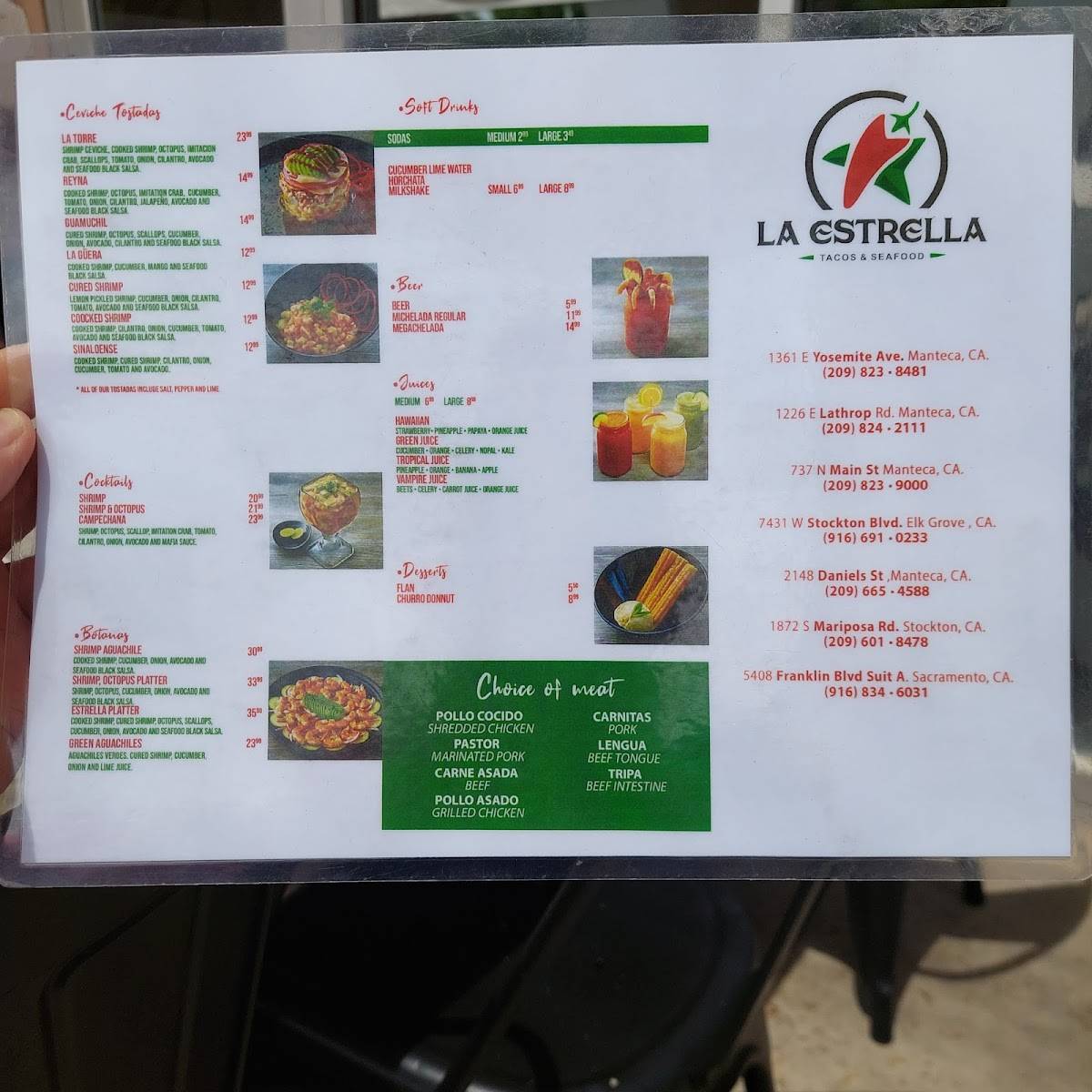 Menu at La Estrella Tacos & Seafood restaurant, Sacramento, W Stockton ...