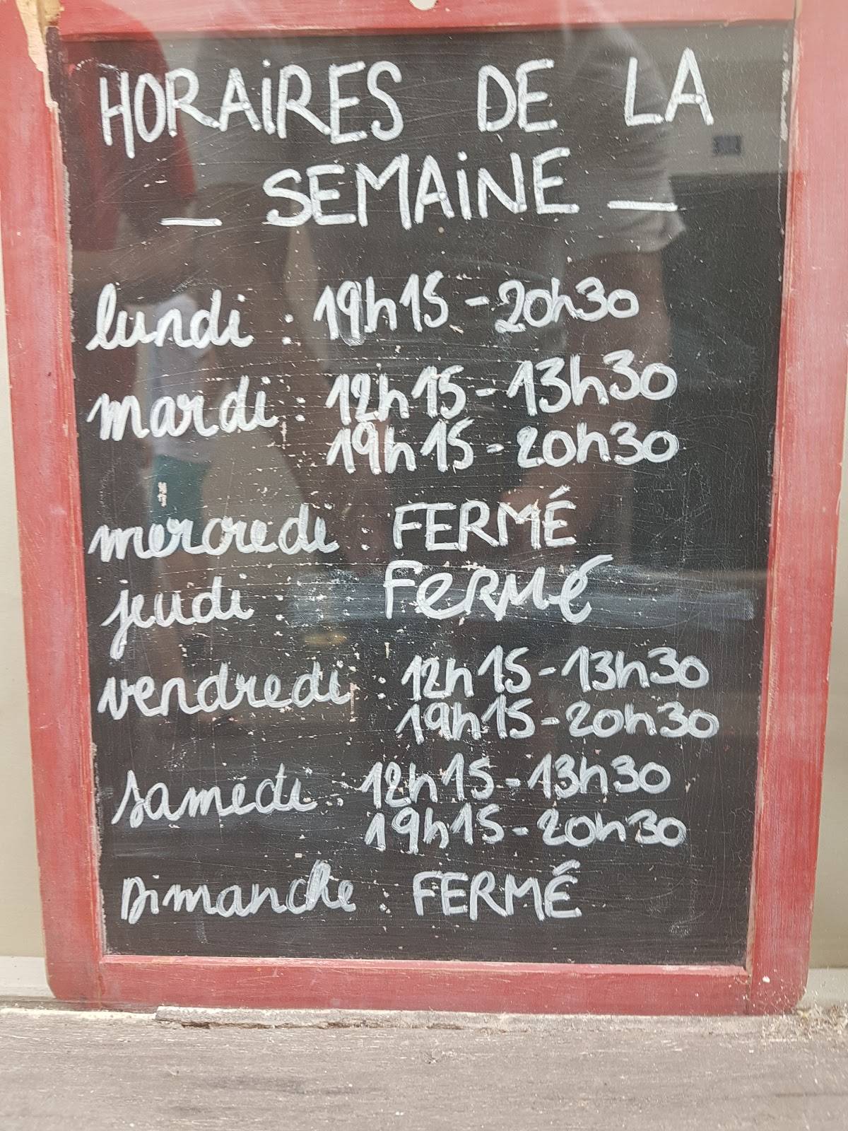 Menu at La Fourchette restaurant, Amboise