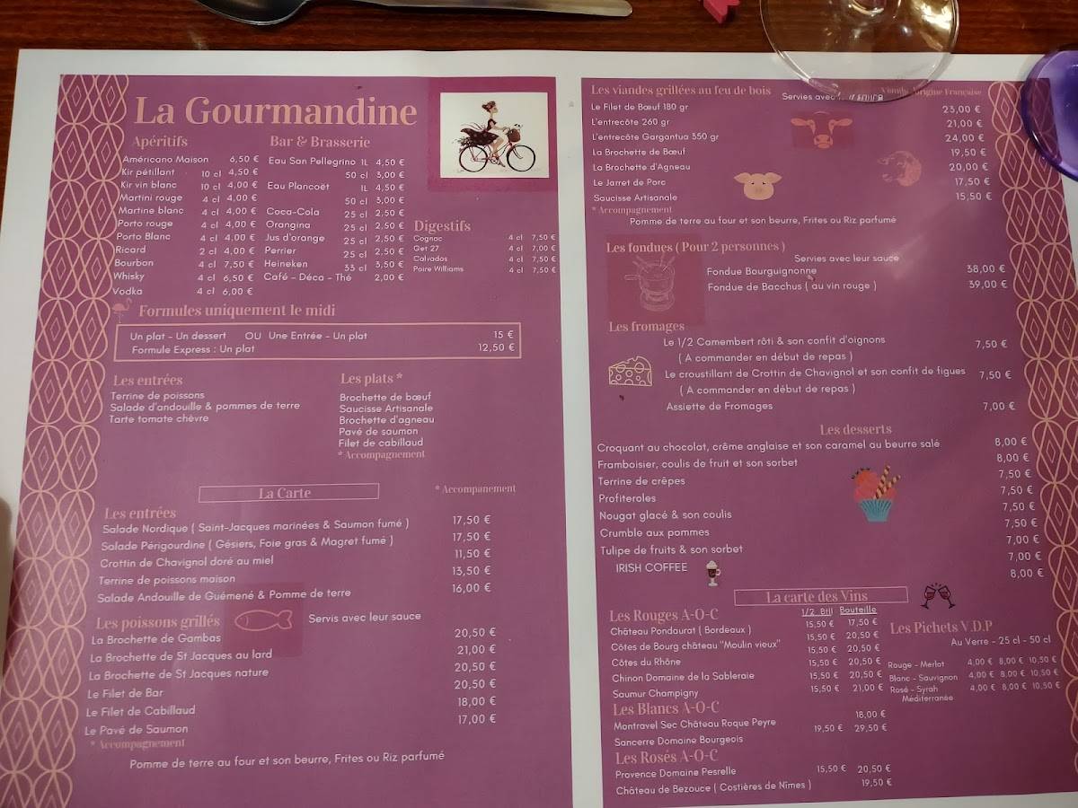Menu au La Gourmandine restaurant, Lannion
