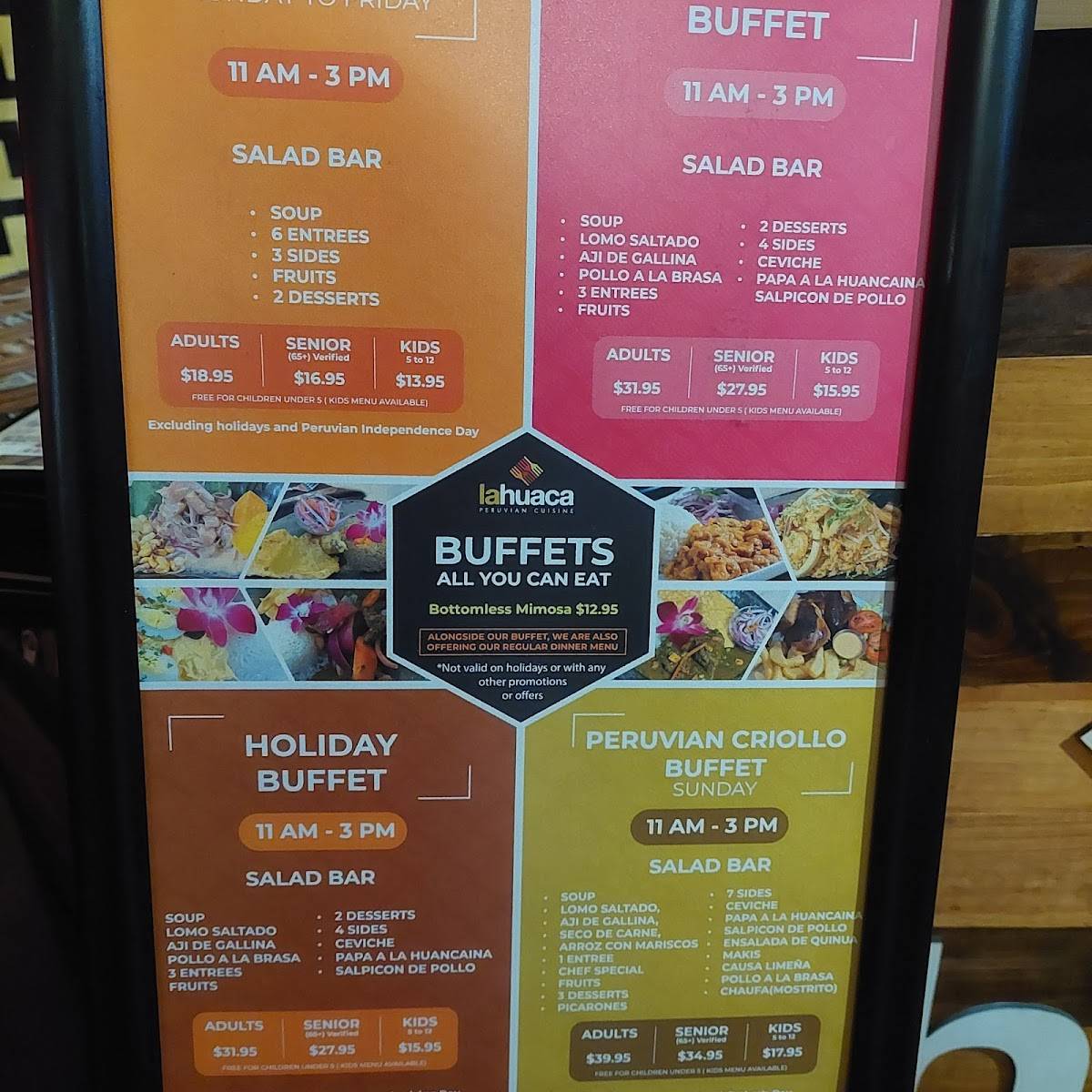 Carta del restaurante La Huaca, Roseville, Douglas Blvd Suite 600