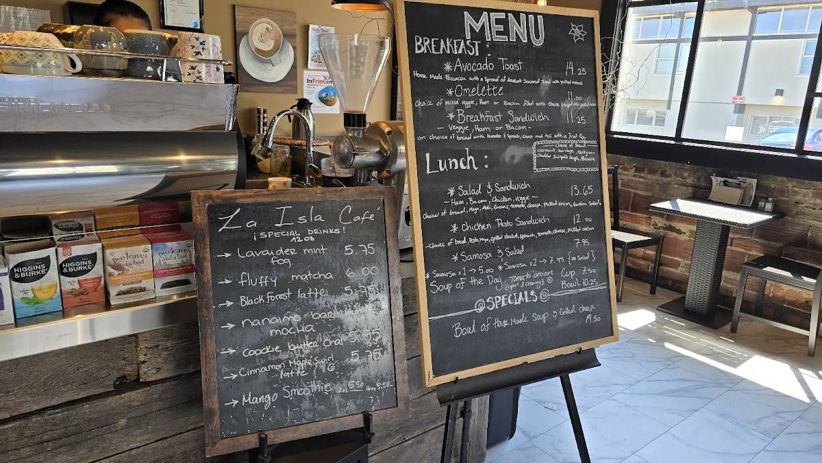 Menu at La Isla Café, Nanaimo