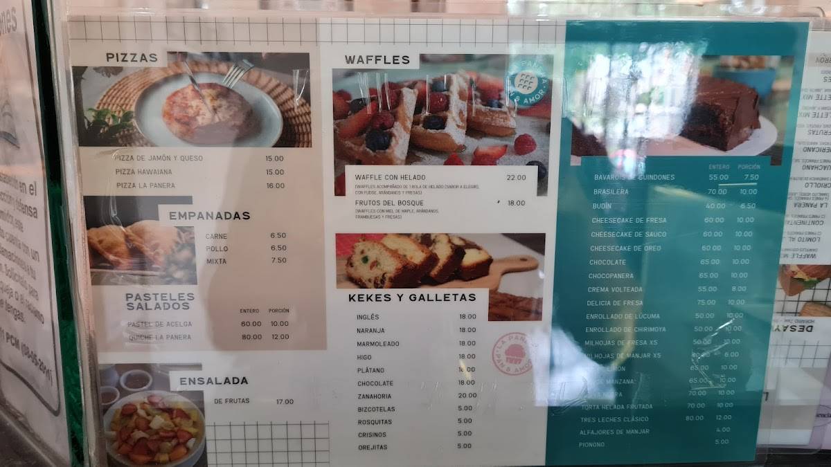 Carta del café La Panera Cuba, Jesus Maria, Av. Cuba 844